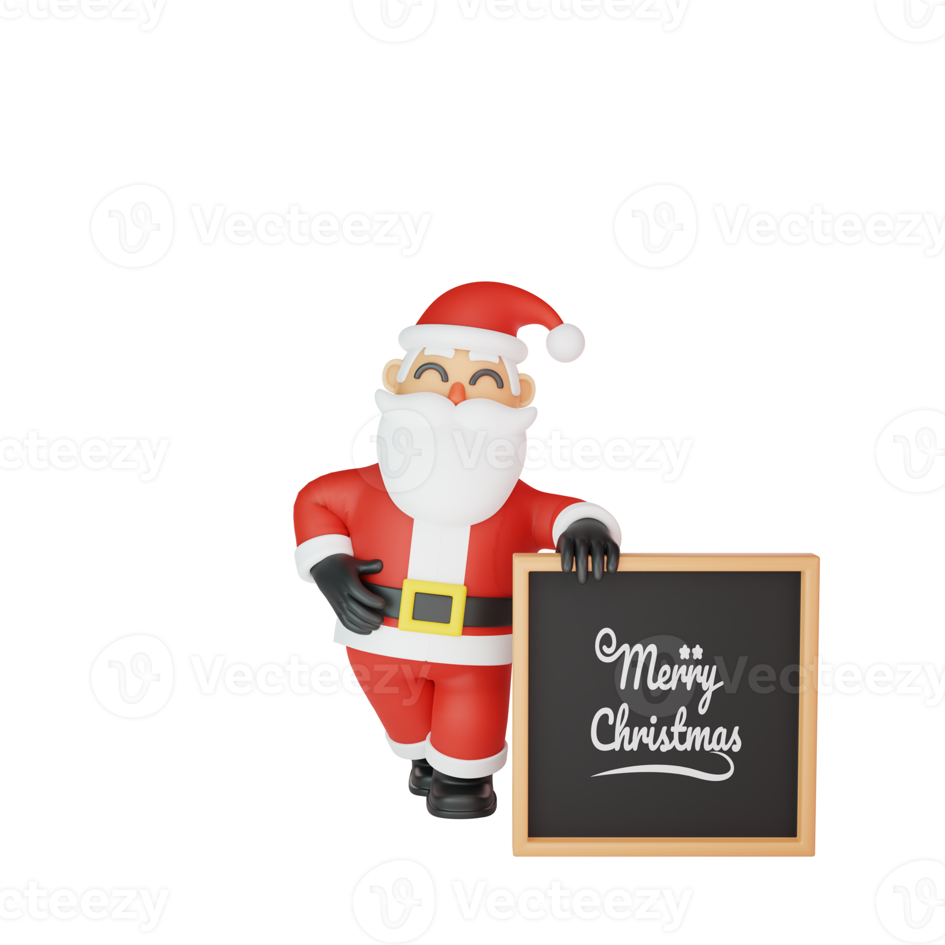 3d Rendering Of Santa Pose With Merry Christmas Signboard 16329999 Png