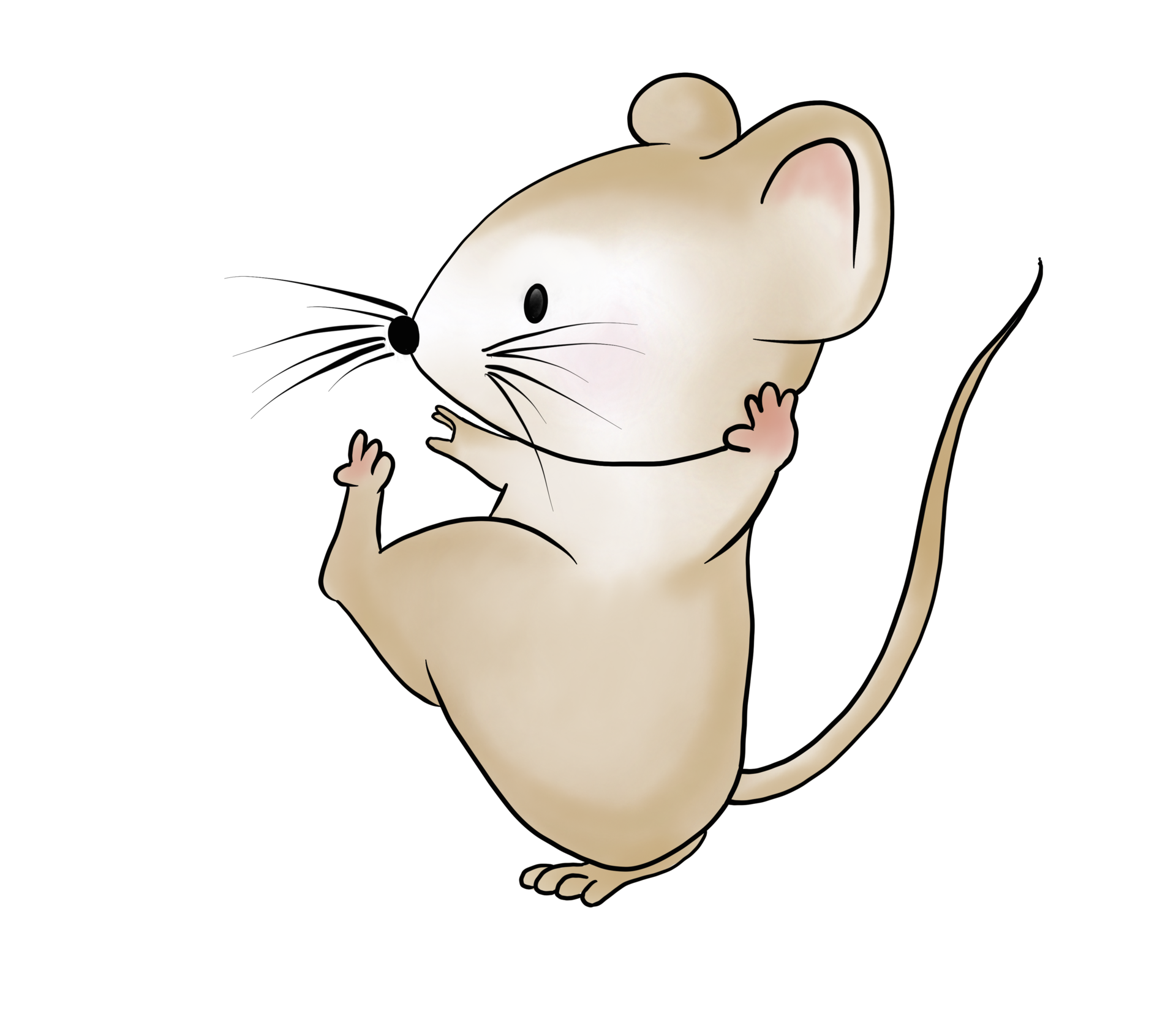 Cute Little Fat Brown Doodle Cartoon Mouse Character Act If Exercises And Dances Isolate