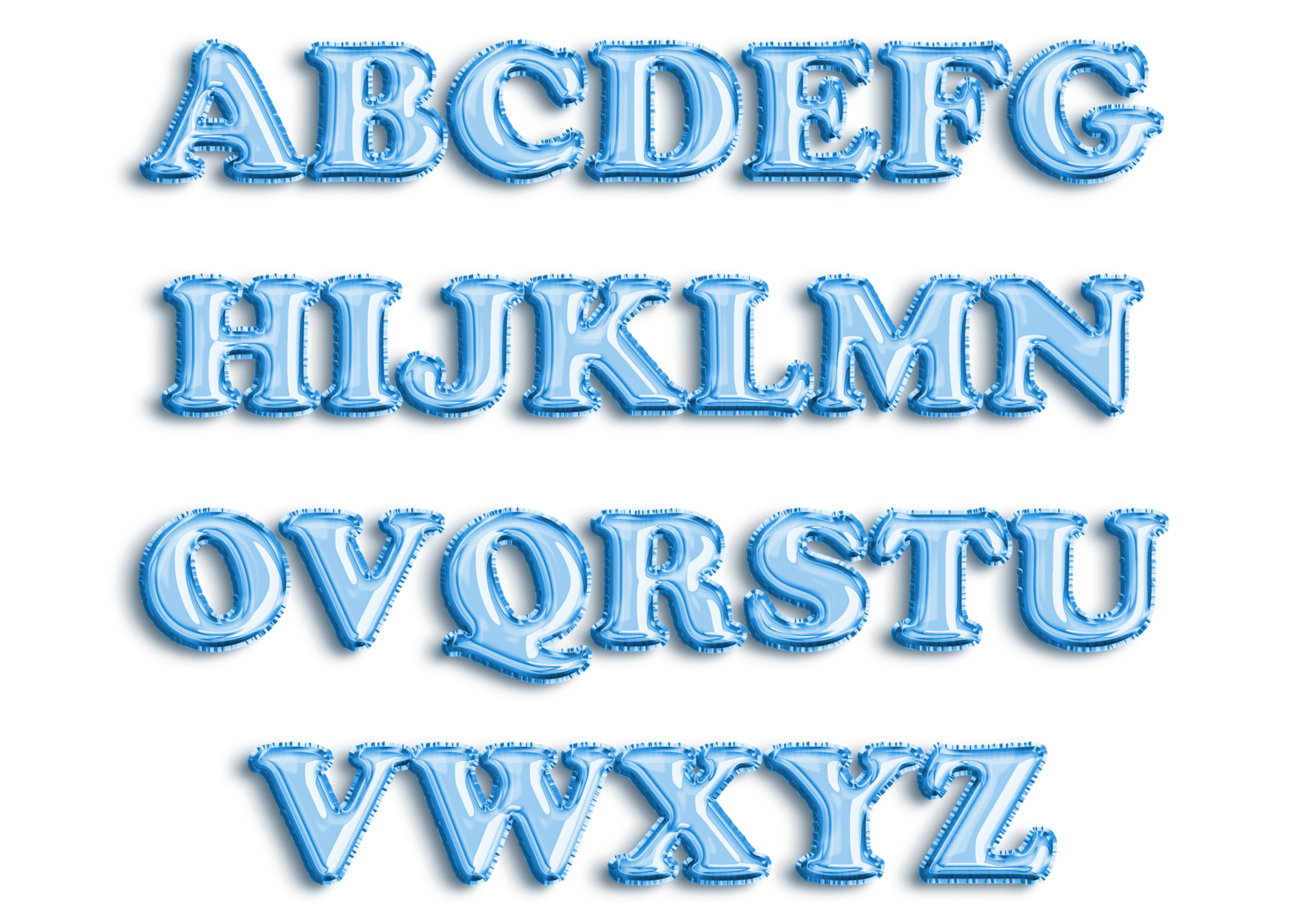 Full English alphabet of blue color inflatable balloon isolated on ...