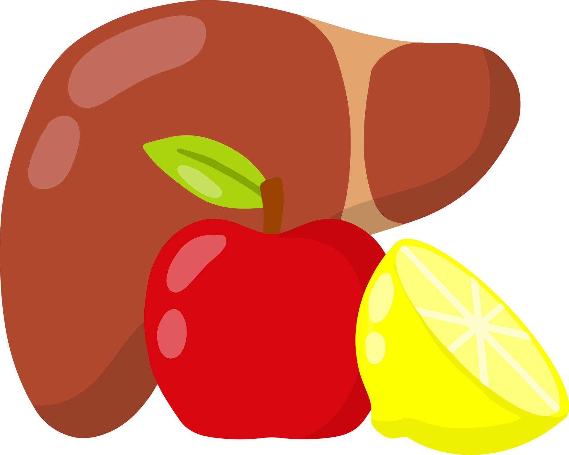 hígado sano. manzana y limón. buena nutrición y dieta. ilustración ... hígado sano. manzana y limón. buena nutrición y dieta. ilustración ...