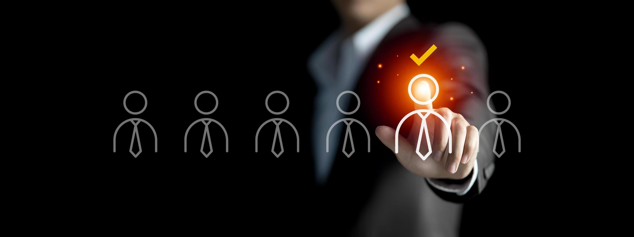Businessman hand selecting Job candidates recruitment hiring, Human ... Businessman hand selecting Job candidates recruitment hiring, Human ...