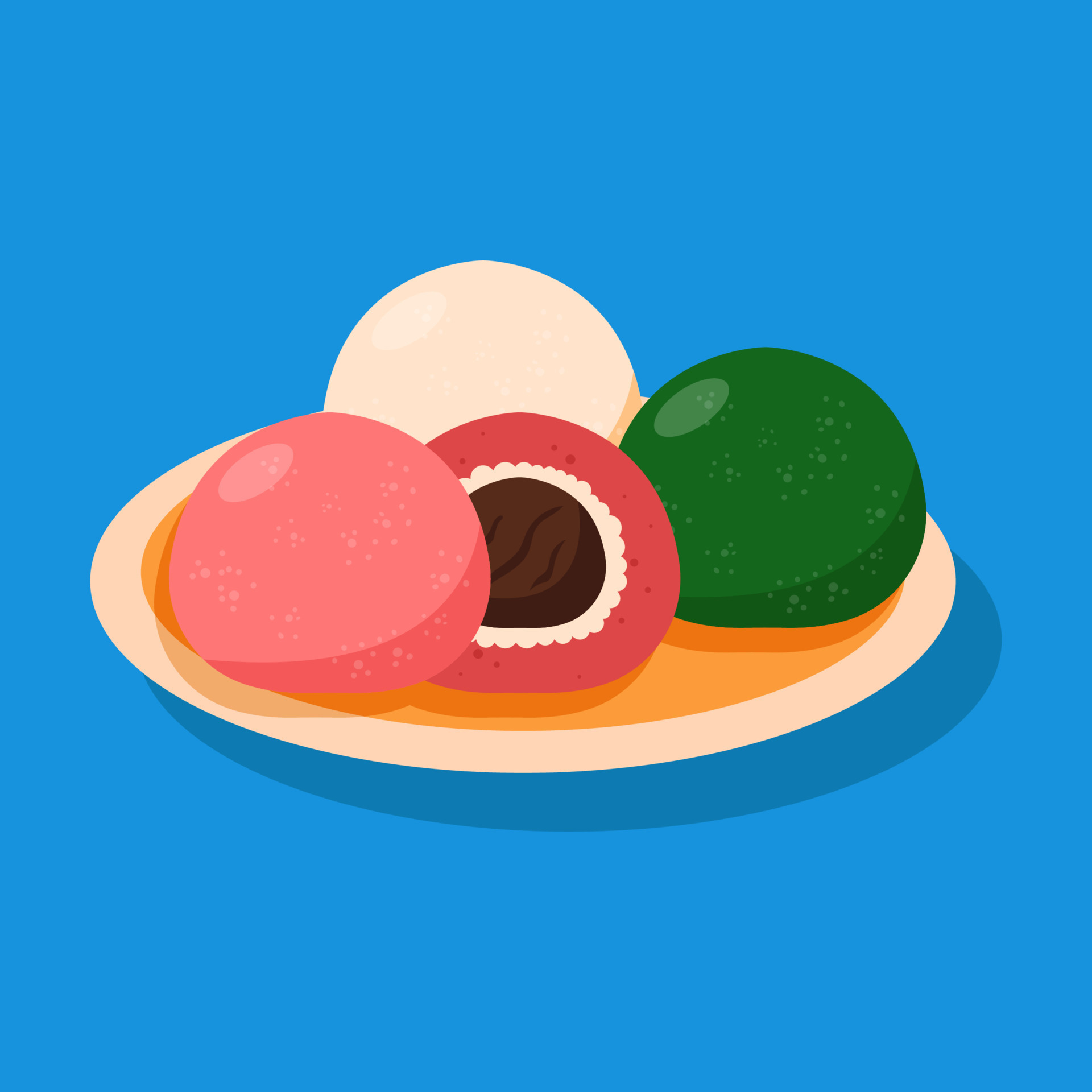 Japanese Dessert Mochi Isolated On Blue Background 16350280 Vector Art At Vecteezy