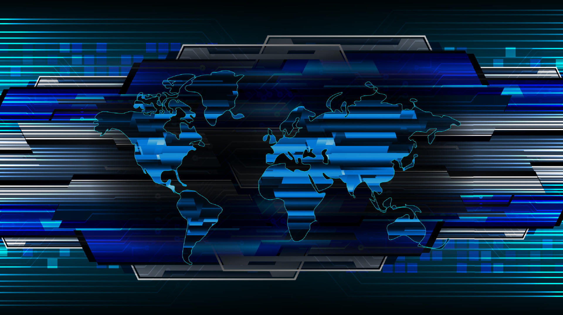 Modern Holographic World Map on Technology Background 16351017 Vector ...