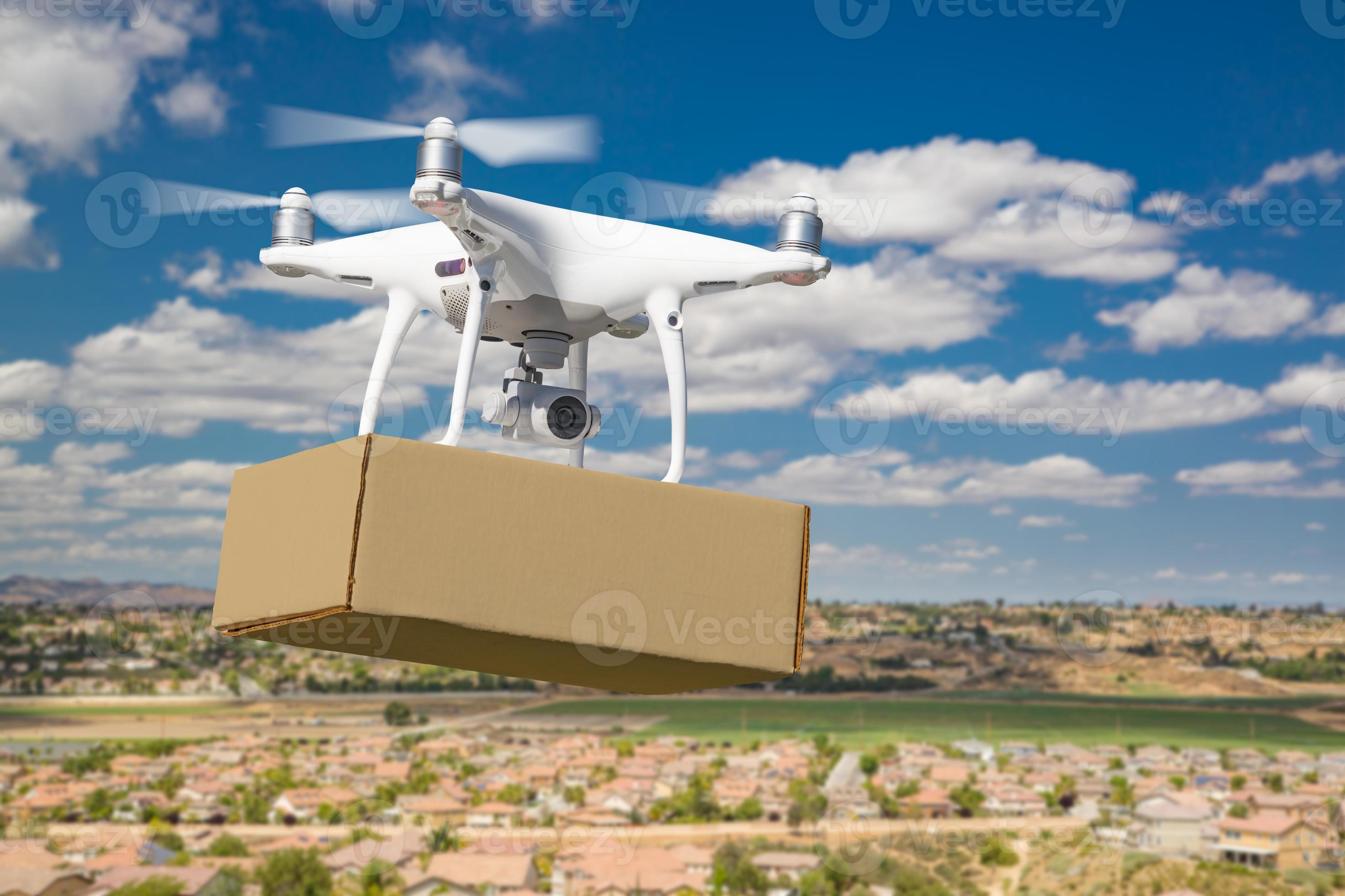 Unmanned Aircraft System UAS Quadcopter Drone Carrying Blank Package ... Unmanned Aircraft System UAS Quadcopter Drone Carrying Blank Package ...
