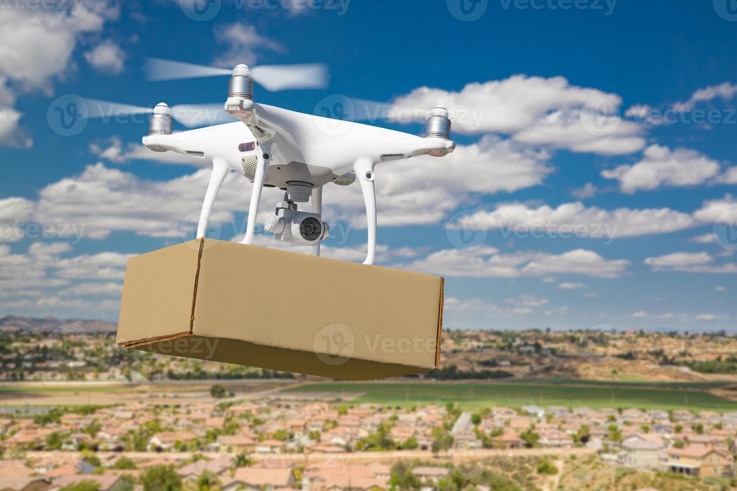 Unmanned Aircraft System UAS Quadcopter Drone Carrying Blank Package ... Unmanned Aircraft System UAS Quadcopter Drone Carrying Blank Package ...