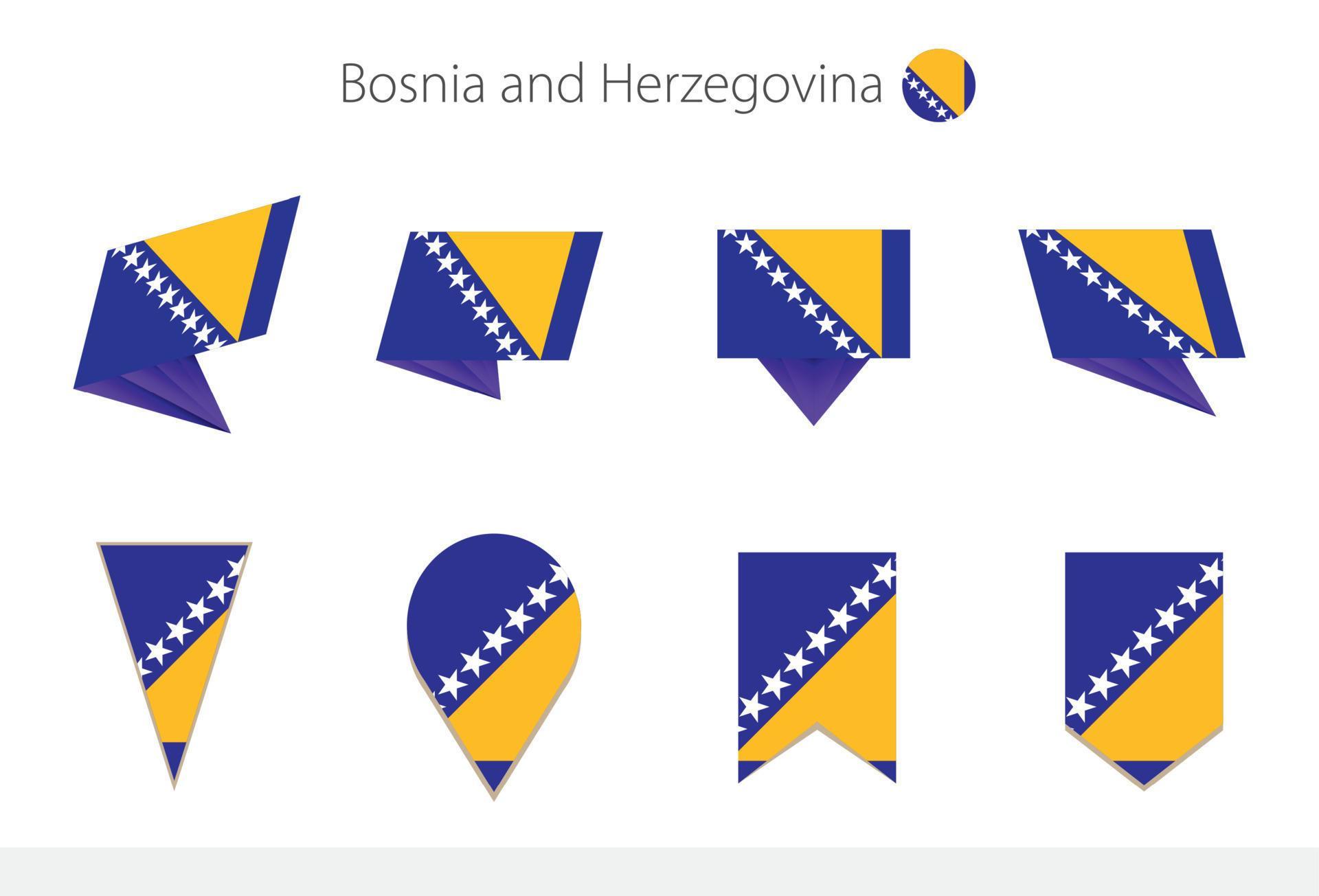 Bosnia and Herzegovina national flag collection, eight versions of Bosnia and Herzegovina vector ...