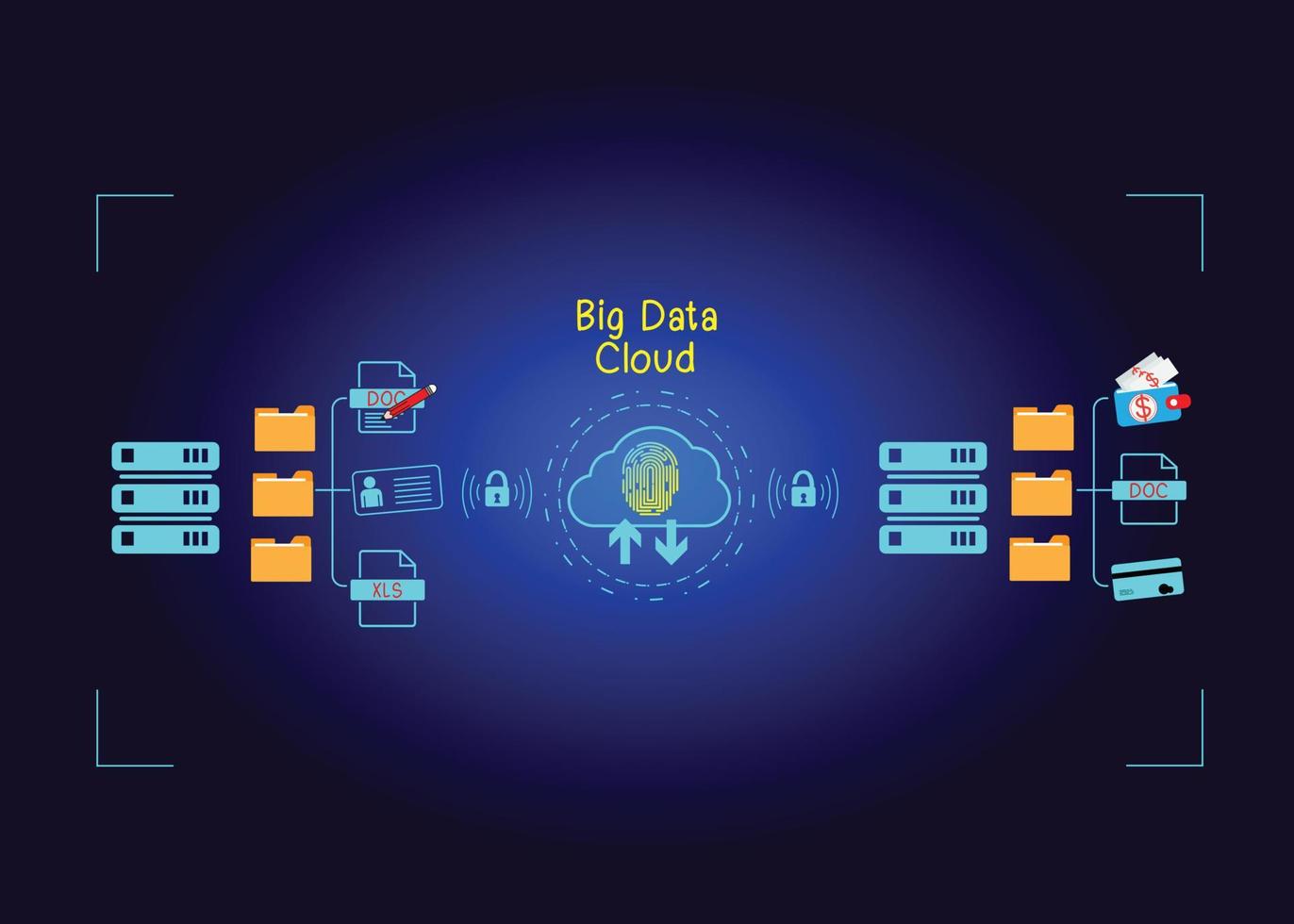 Cloud Icon Concept Of Big Data Access Global Network Connection Data