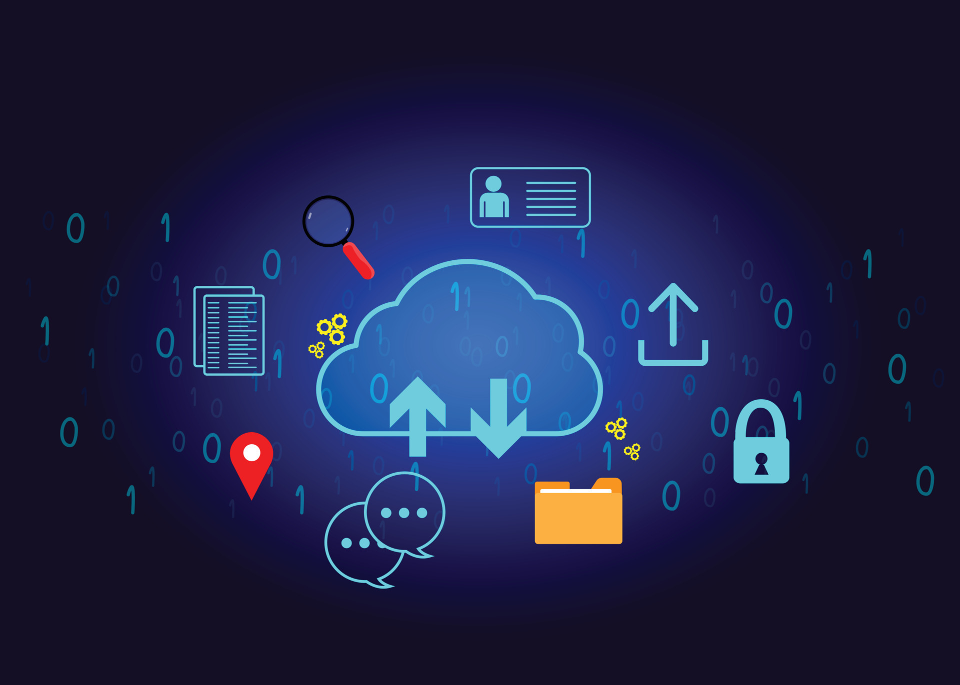 Cloud Icon Concept Of Big Data Access Global Network Connection Data Search Use Of Computing