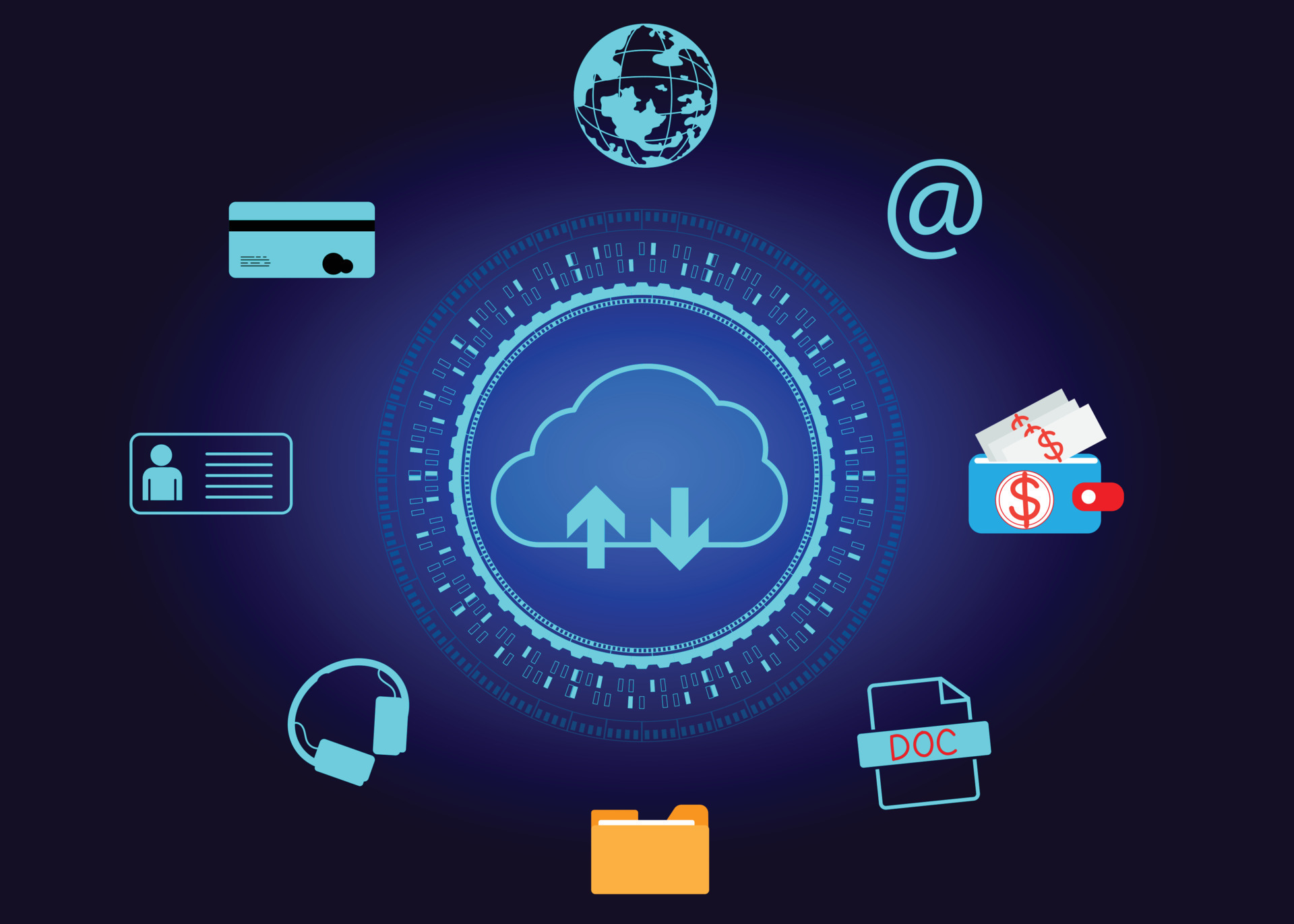 Cloud Icon Concept Of Big Data Access Global Network Connection Data