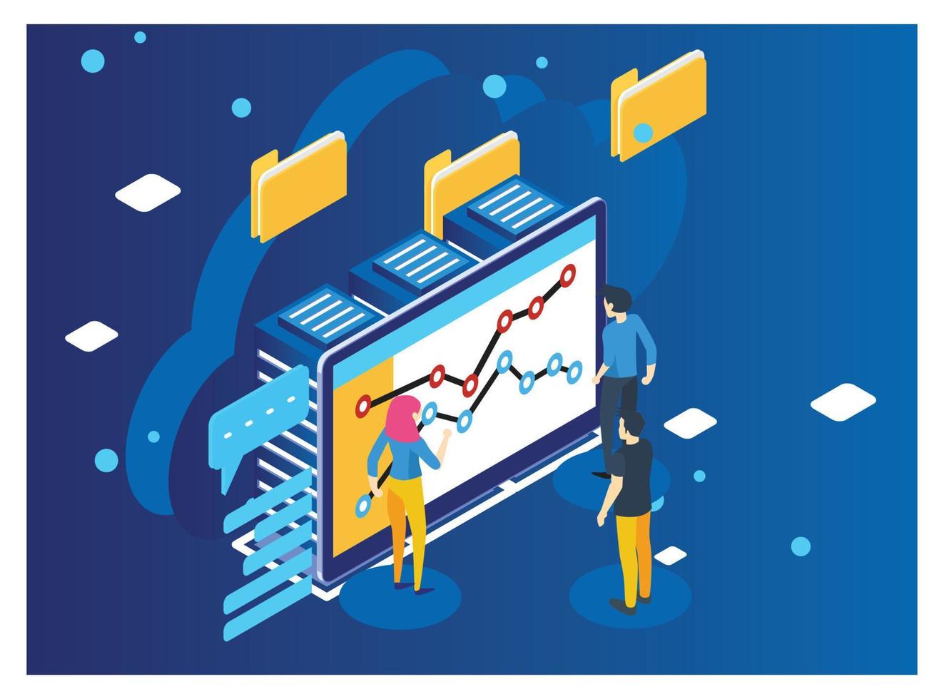 Modern Isometric Data Analysis Illustration Web Banners Suitable For