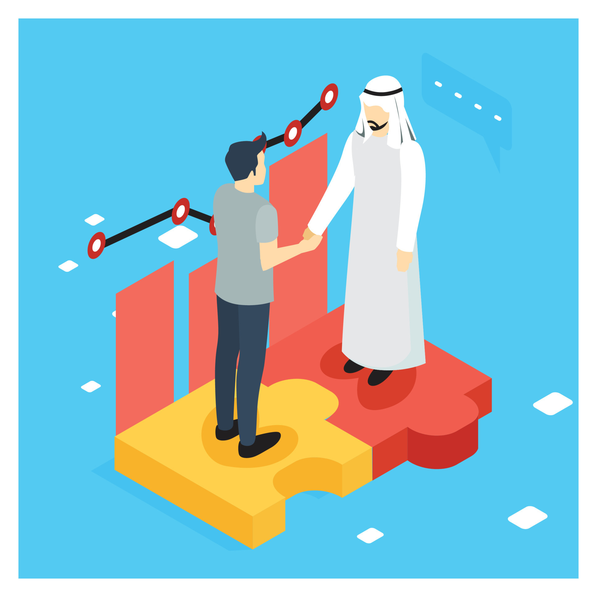 3D Isometric Flat two Businessmen making Deal vector illustration ... 3D Isometric Flat two Businessmen making Deal vector illustration ...