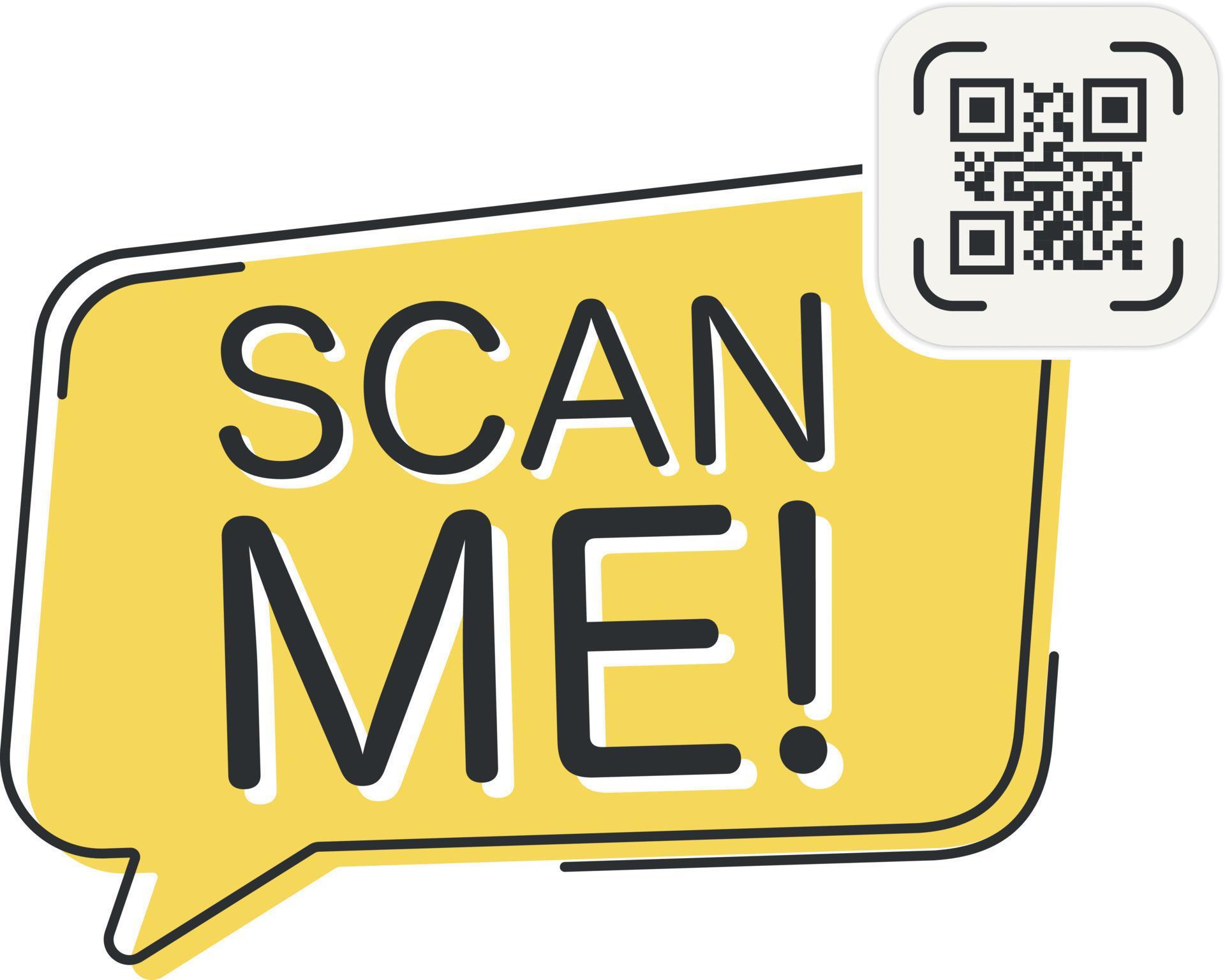 Qr Code Scan Me In Speech Bubble Scan Me Concept Icon 16404597