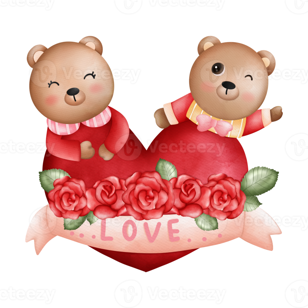 Couple Bear in Love, Valentine Bear hand drawn illustration 16407335 PNG