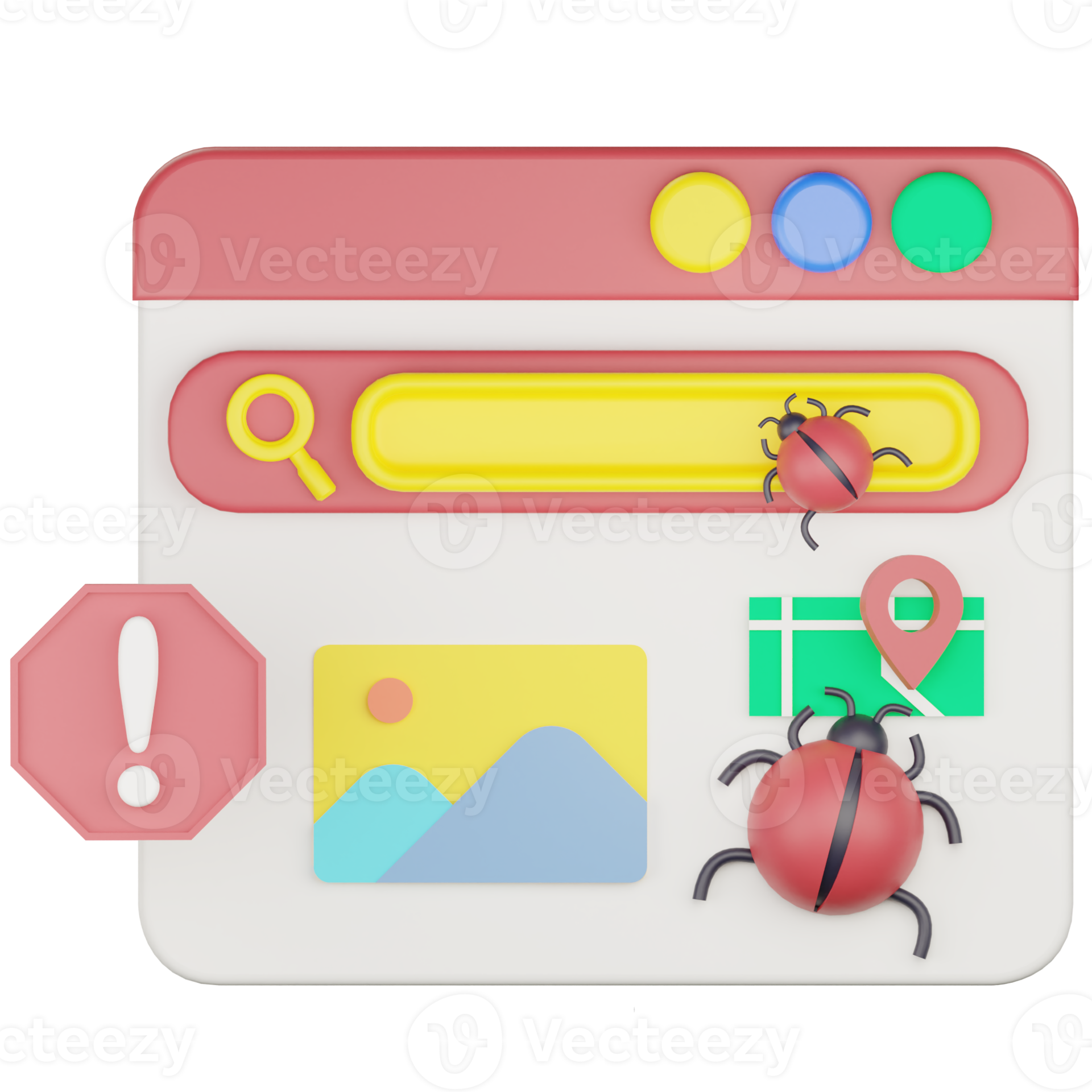 3d webpage bug alert notification icon illustration 16407490 PNG 3d webpage bug alert notification icon illustration 16407490 PNG
