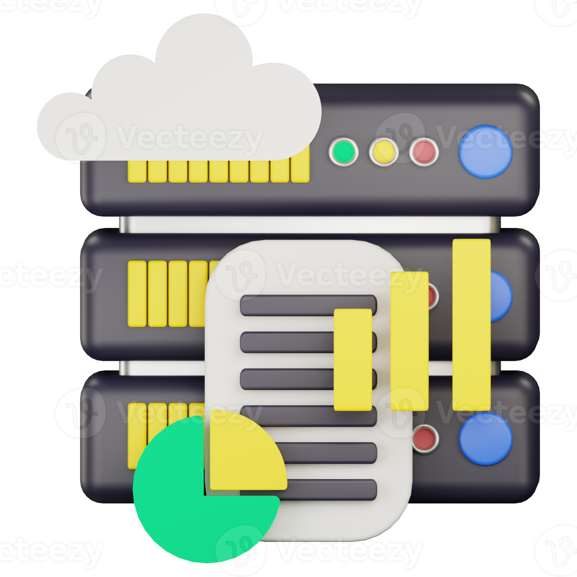 3d cloud server database analitic icon illustration 16407522 PNG