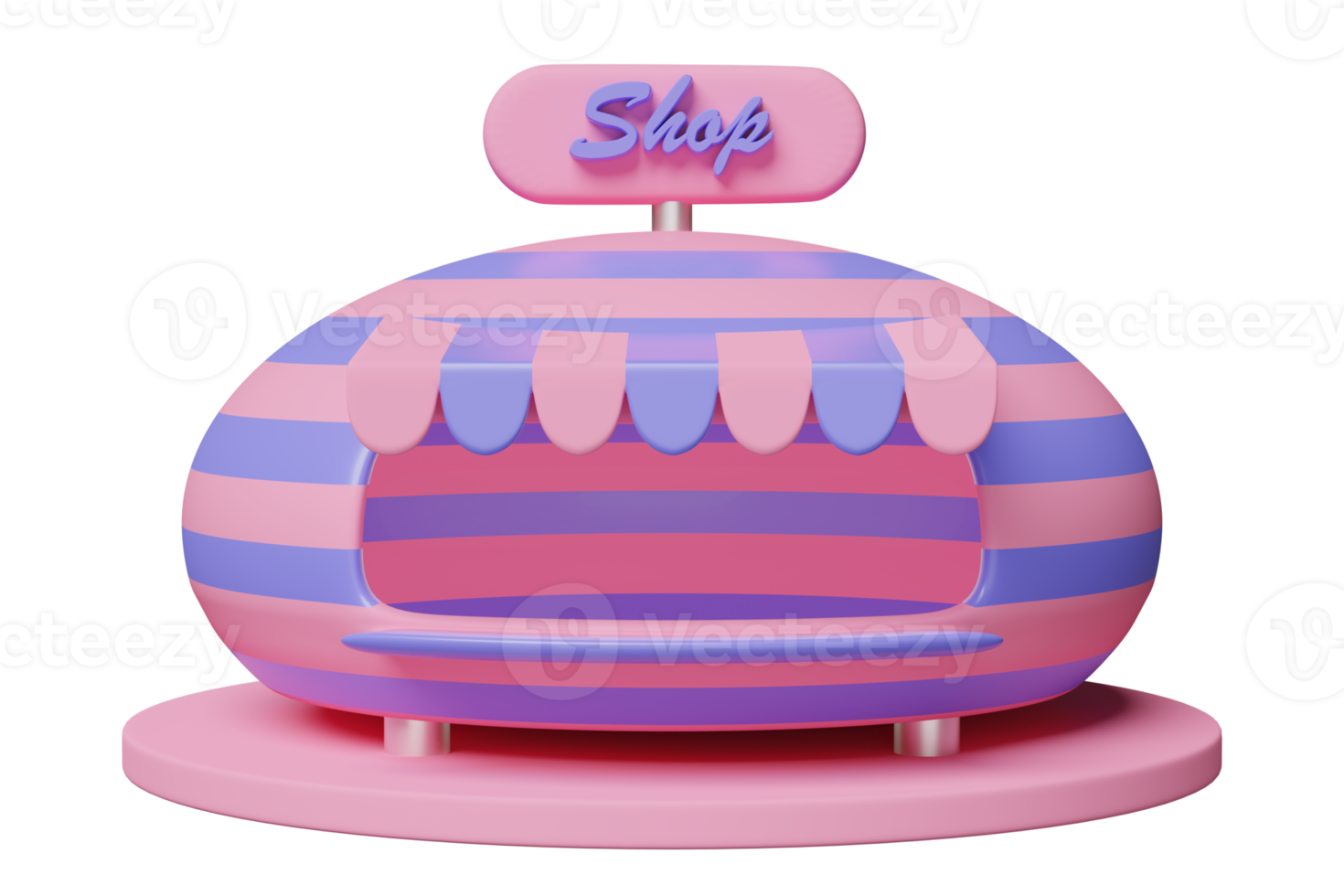 Pink Blue Shop Or Store Front Isolated Startup Franchise Business Online Shopping Concept 3d