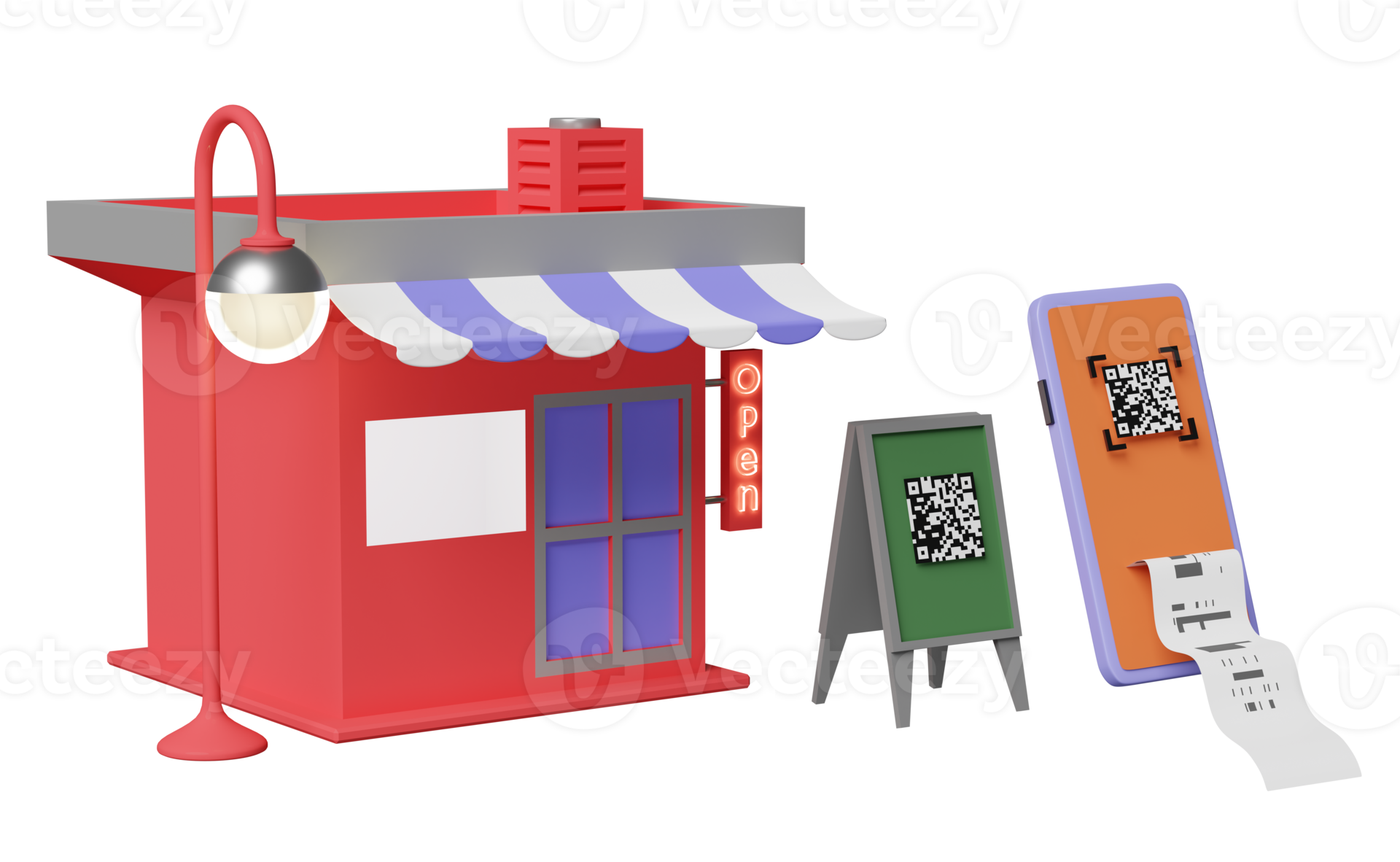 Mobile Phonesmartphone With Qr Code Scanning Payment Electronic Bill Store Front Sign