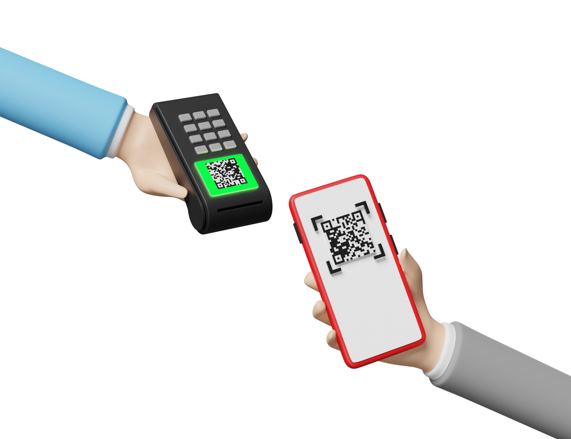 Free Hand Holding Mobile Phone Smartphone With Payment Machine Pos