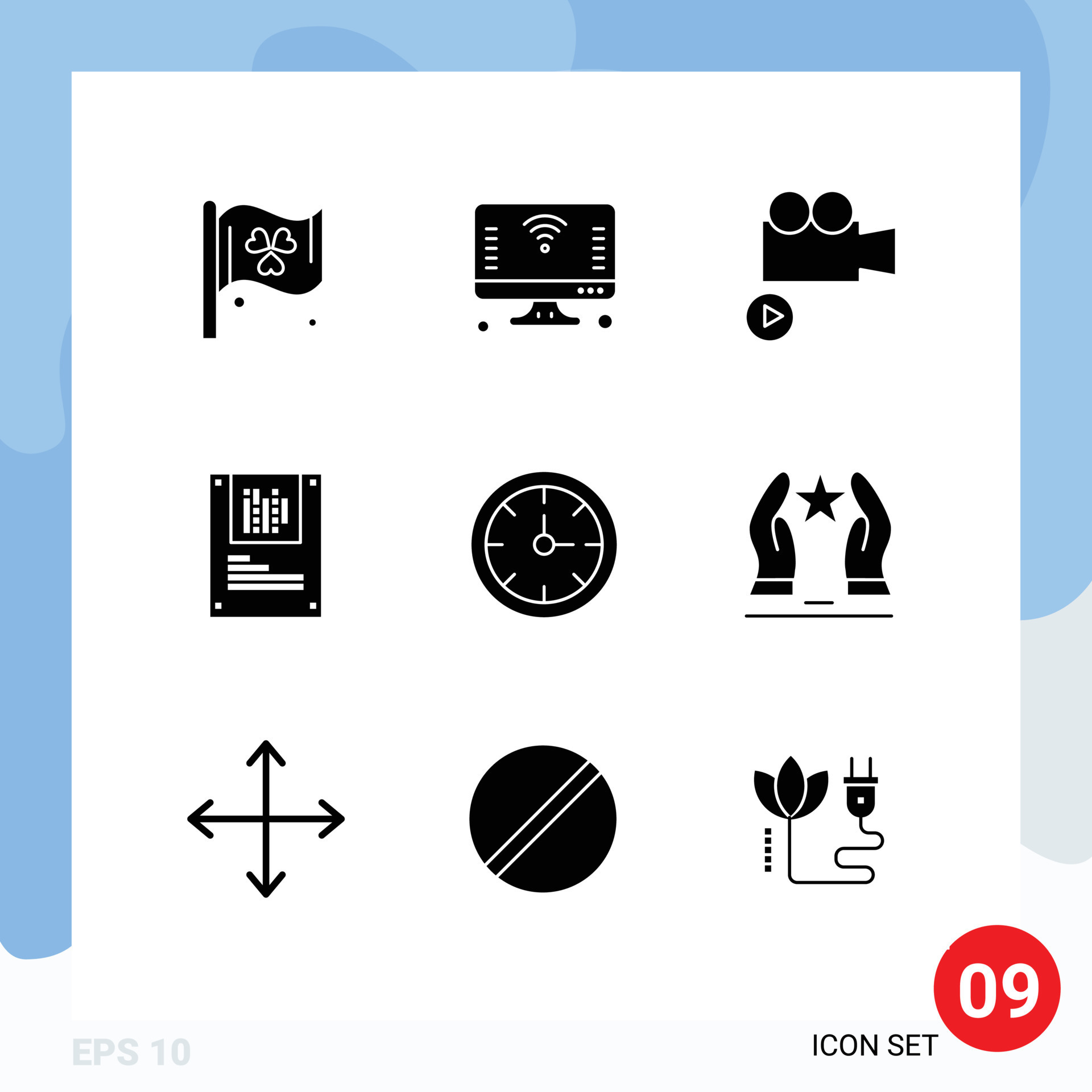Set Of 9 Modern Ui Icons Symbols Signs For Stopwatch Alarm Camera Decryption Cryptography