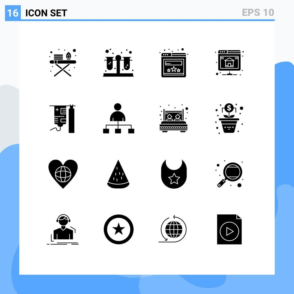 Set of 16 Modern UI Icons Symbols Signs for user medical website hospital server Editable Vector ...