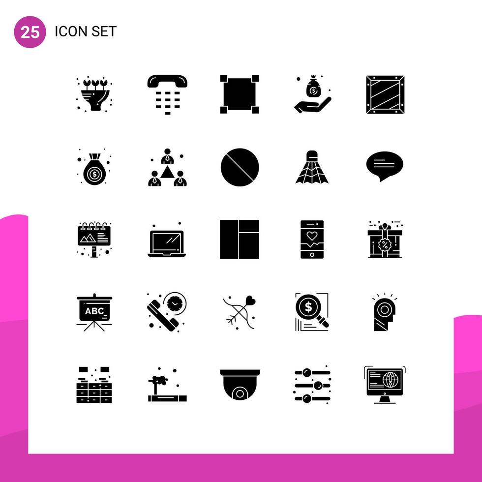 Pictogram Set of 25 Simple Solid Glyphs of coding hand path finance budget Editable Vector ...