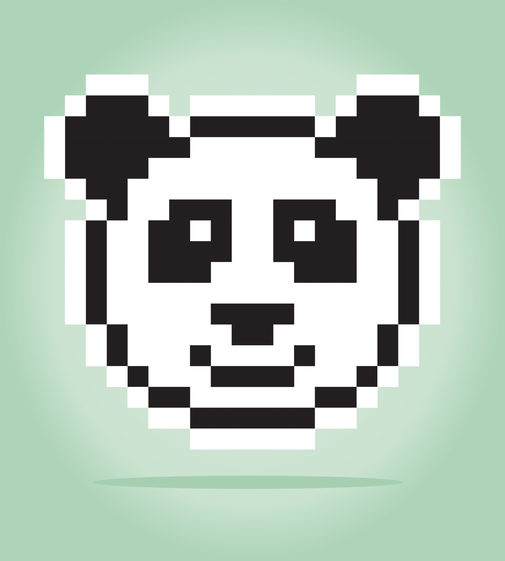 8 bits of panda face pixels. Animals for game assets and cross stitch patterns in vector ...