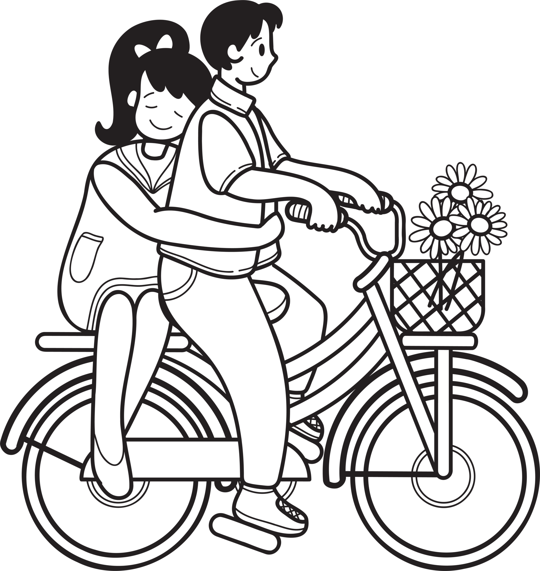 Hand Drawn Couple Man And Woman Riding Bicycles Illustration 16415801 Png