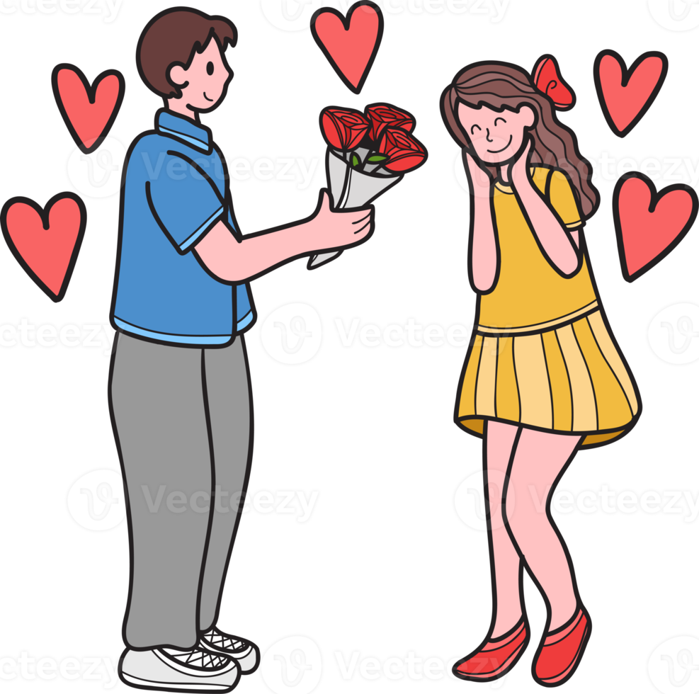 Hand Drawn man giving flowers to woman illustration 16415931 PNG Hand Drawn man giving flowers to woman illustration 16415931 PNG