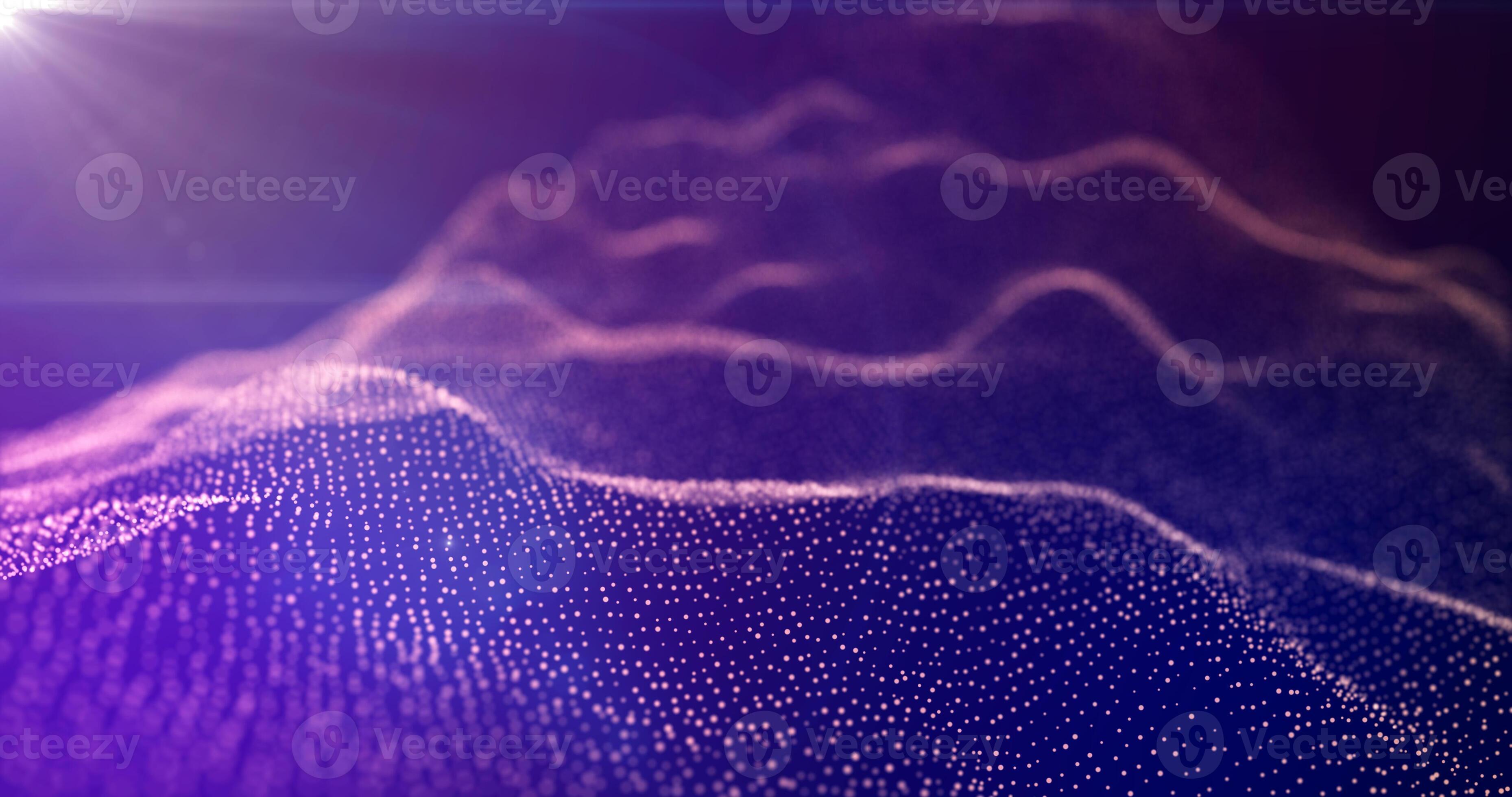 Futuristic Abstract Purple Glowing Wave Lines From Dots And Particles
