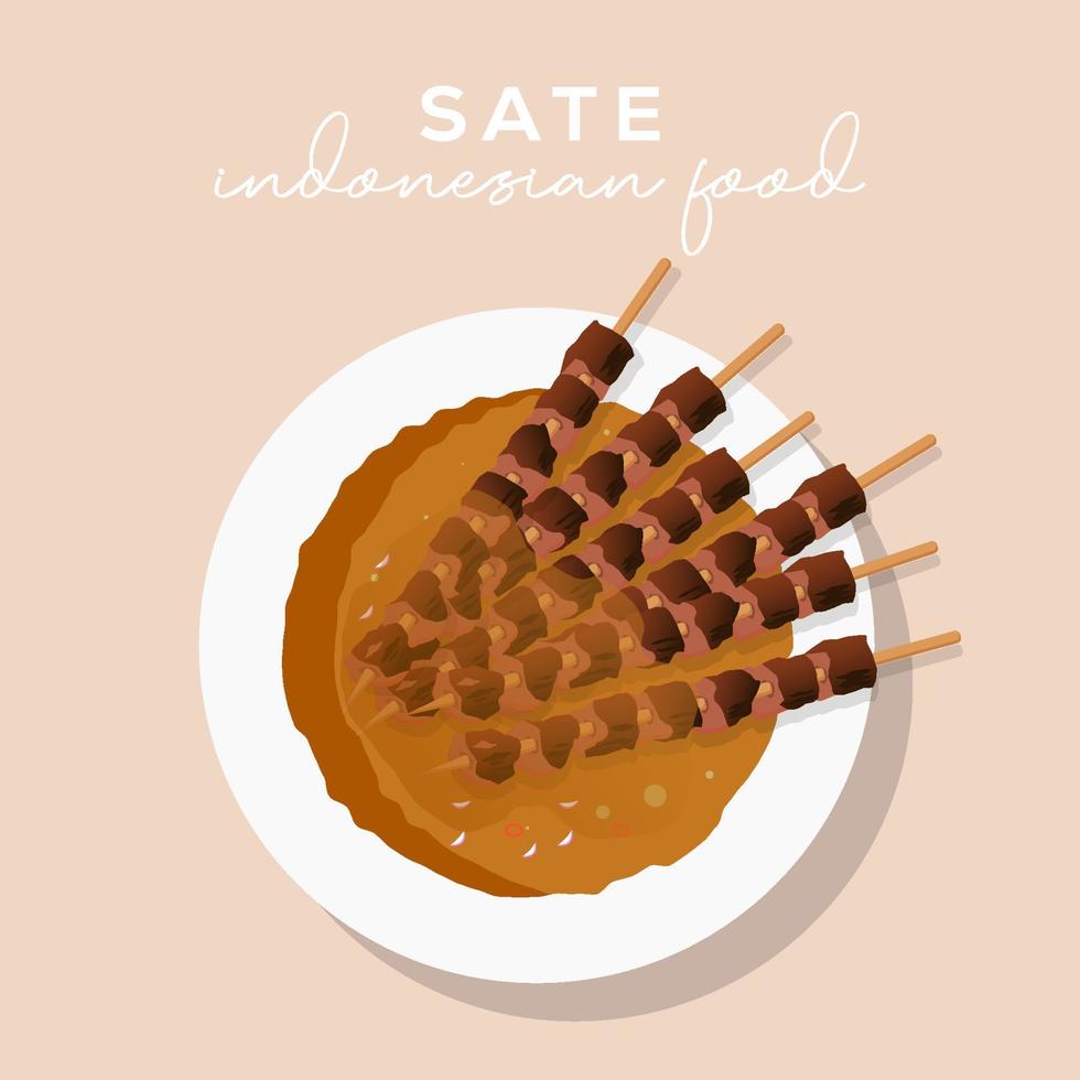 Flat Indonesian Food Sate Vector Illustration 16421189 Vector Art At