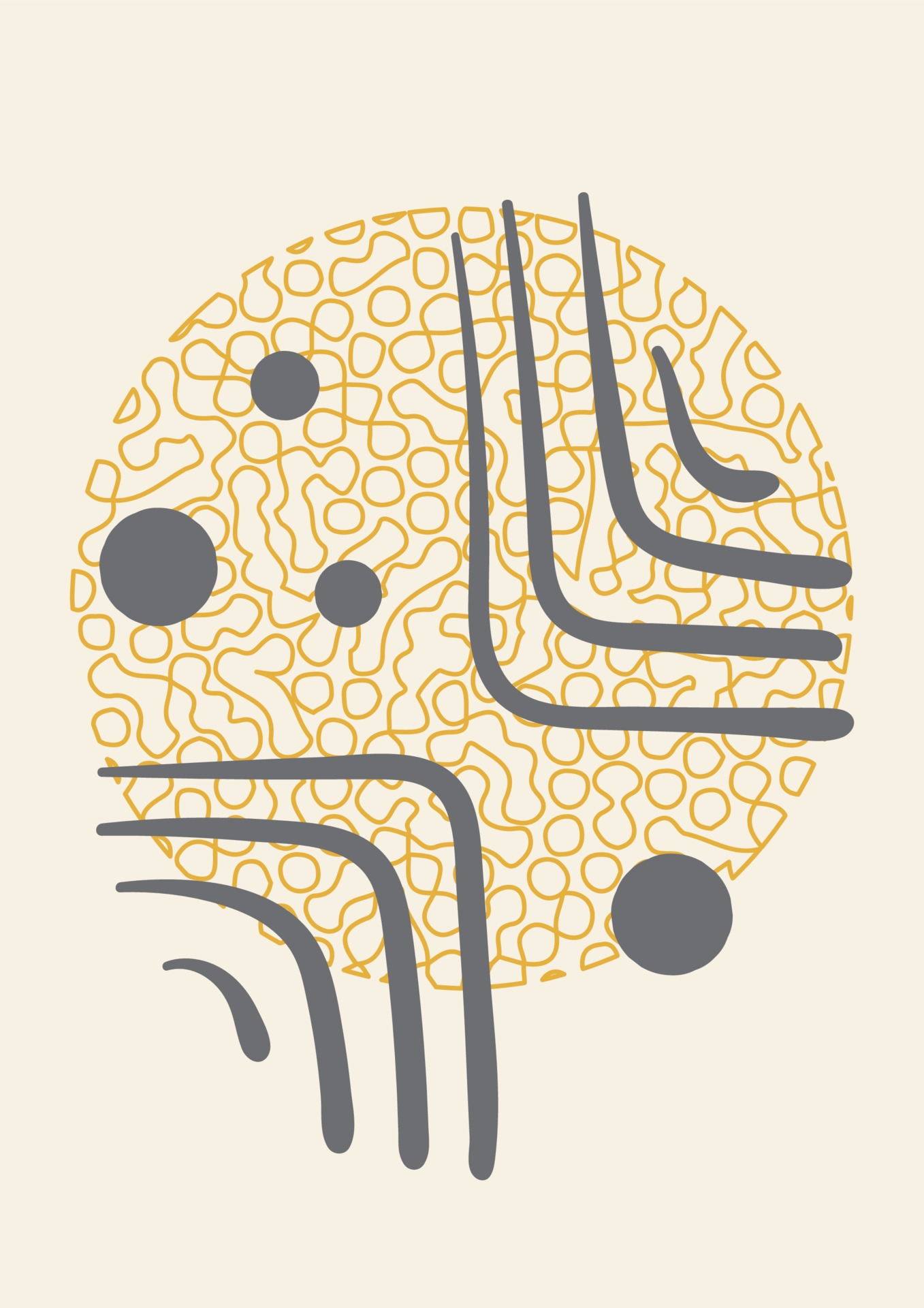 Art With Abstract Line Shapes In Nude Colors. Beige And Yellow Colors ...