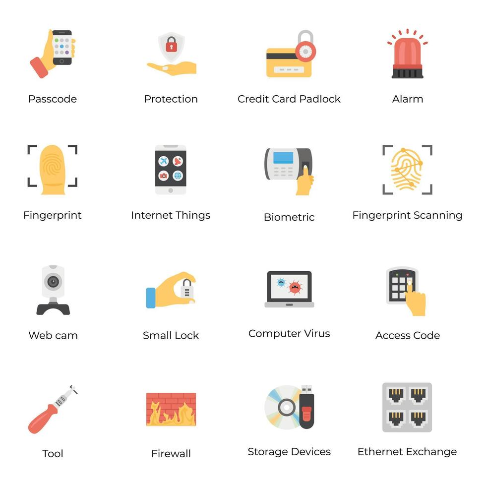 Internet Security Flat Icons 16429198 Vector Art At Vecteezy