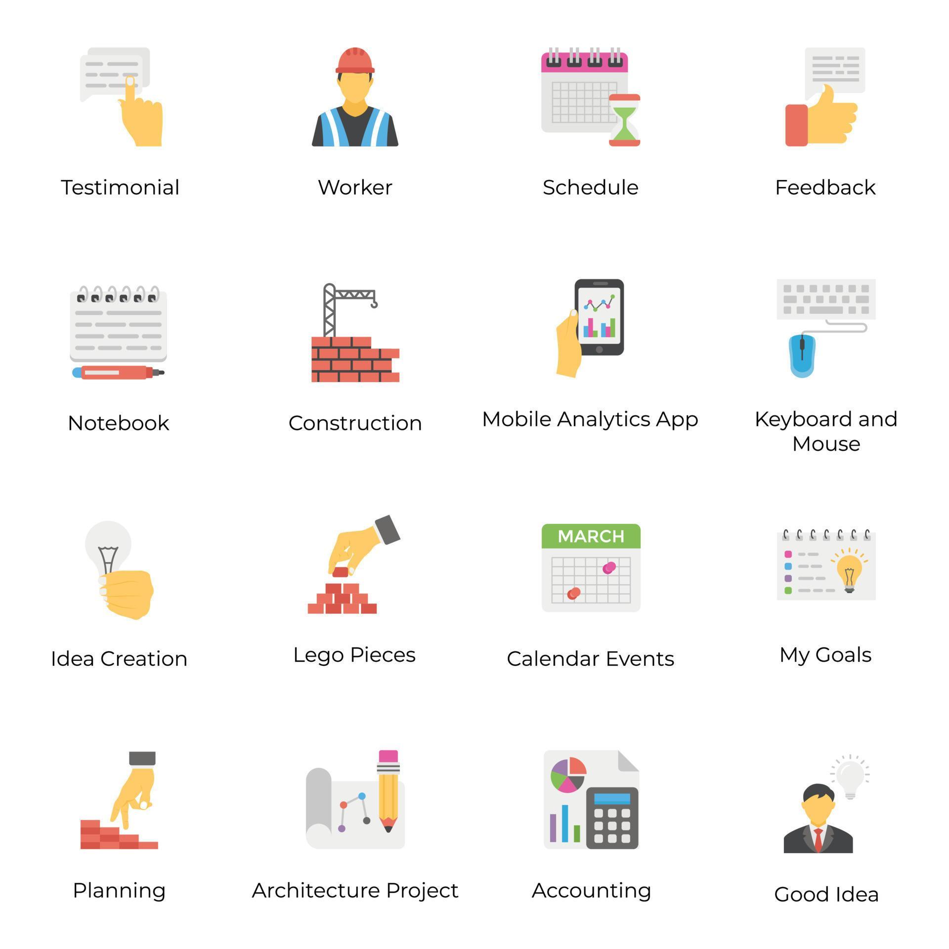 Project Management Flat Vector Icons 16429217 Vector Art at Vecteezy