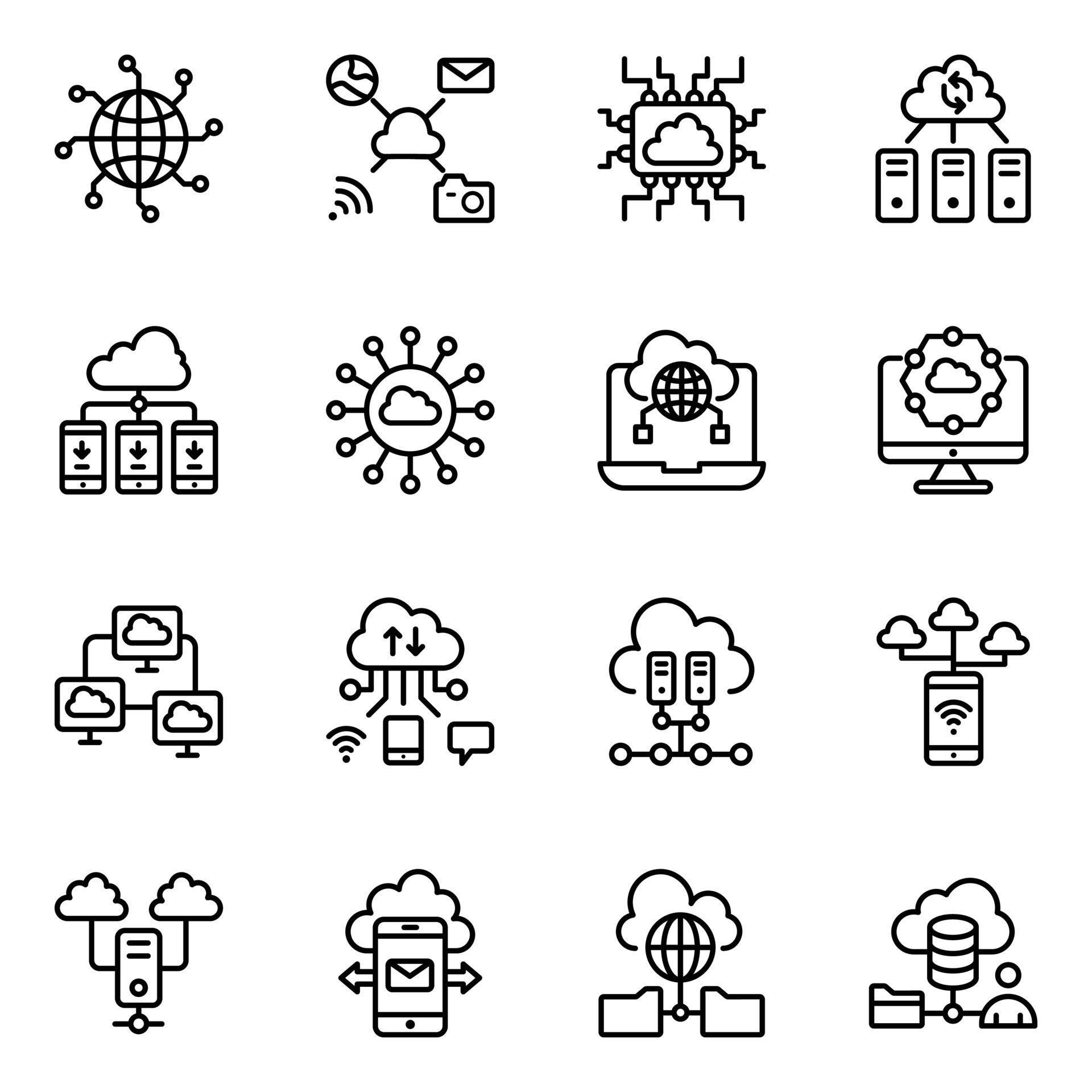 Pack of Data and Cloud Computing Line Icons 16430124 Vector Art at Vecteezy