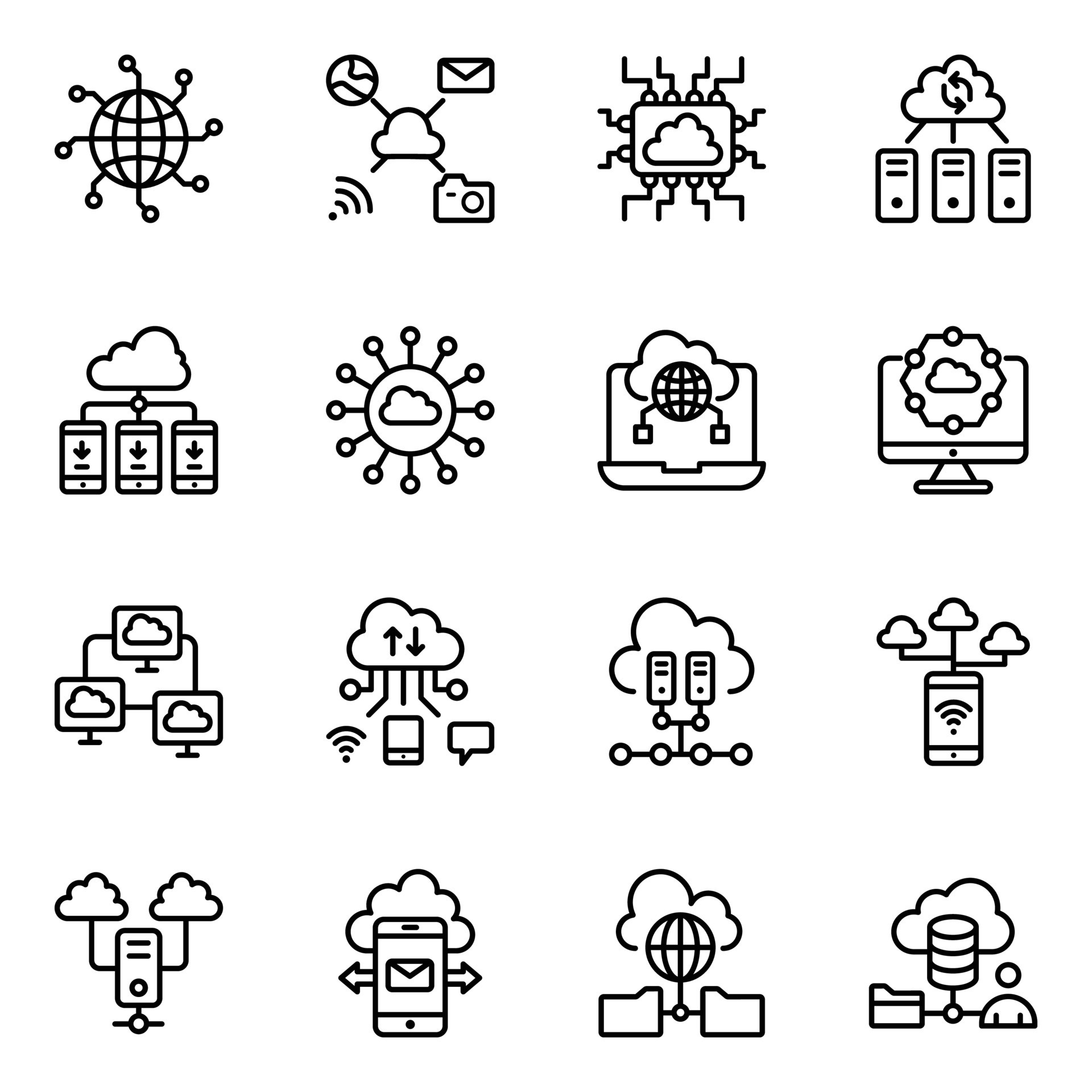 Pack Of Data And Cloud Computing Line Icons 16430124 Vector Art At Vecteezy