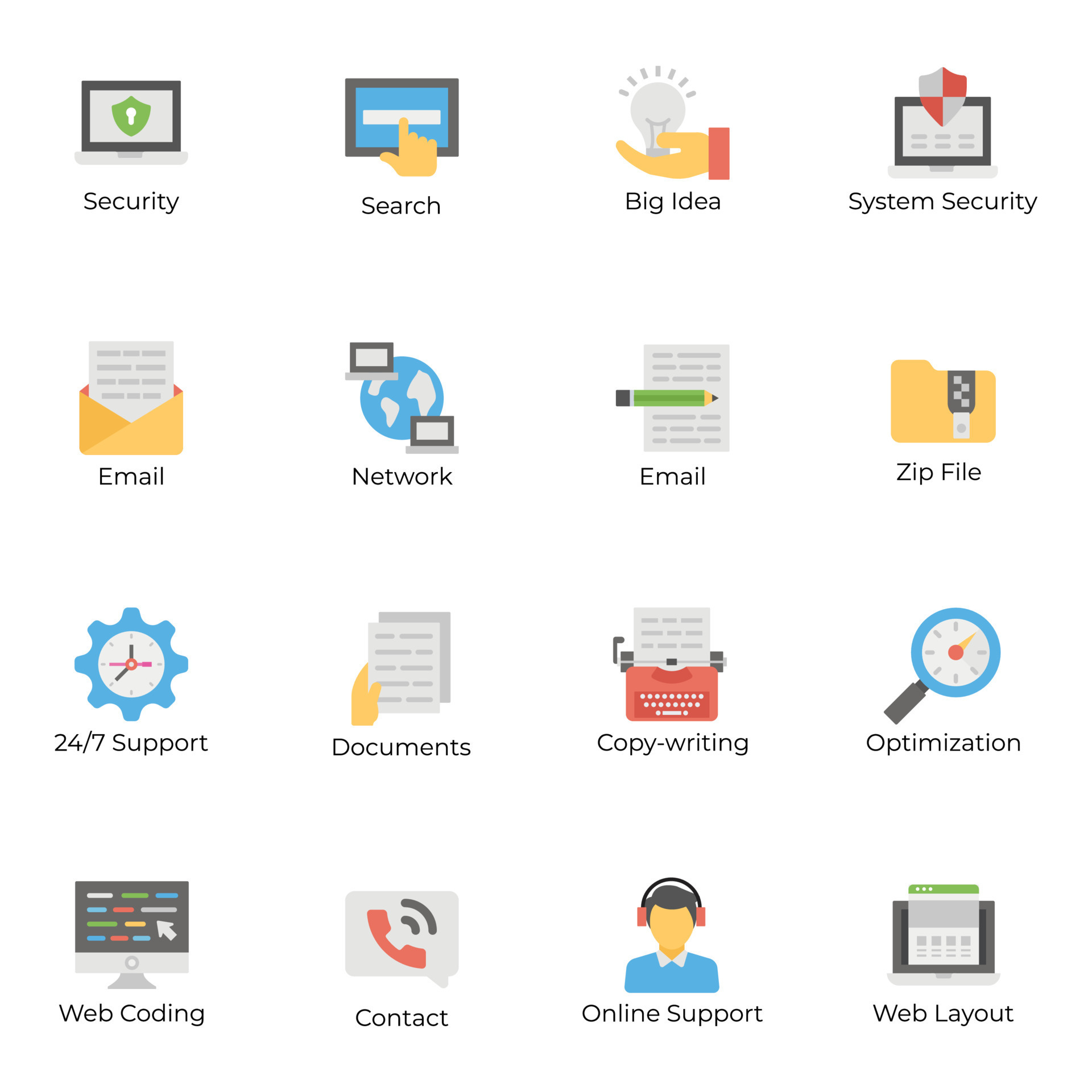 Pack Of Web Hosting Icons 16435766 Vector Art At Vecteezy