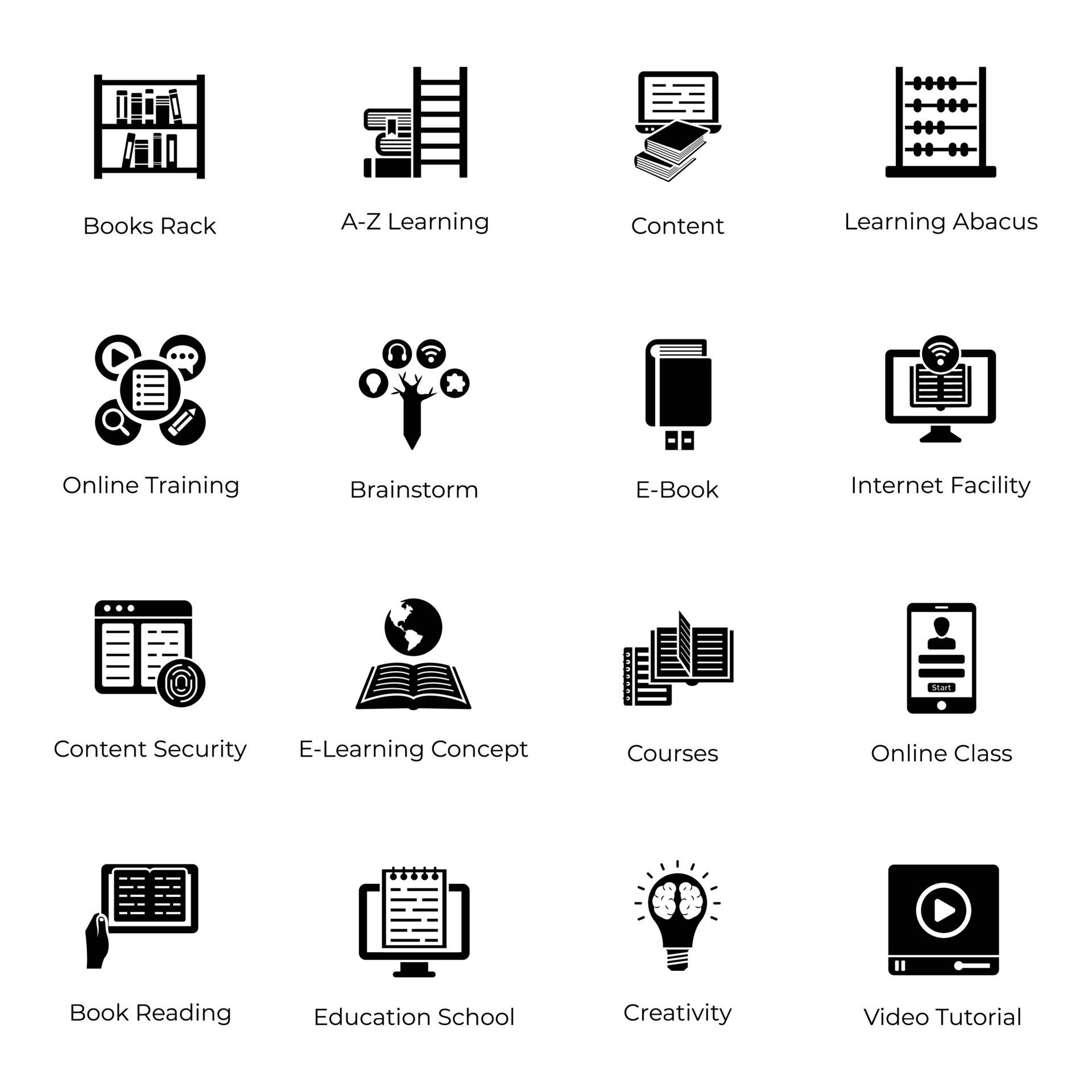 Pack of Online Learning Icons 16439023 Vector Art at Vecteezy