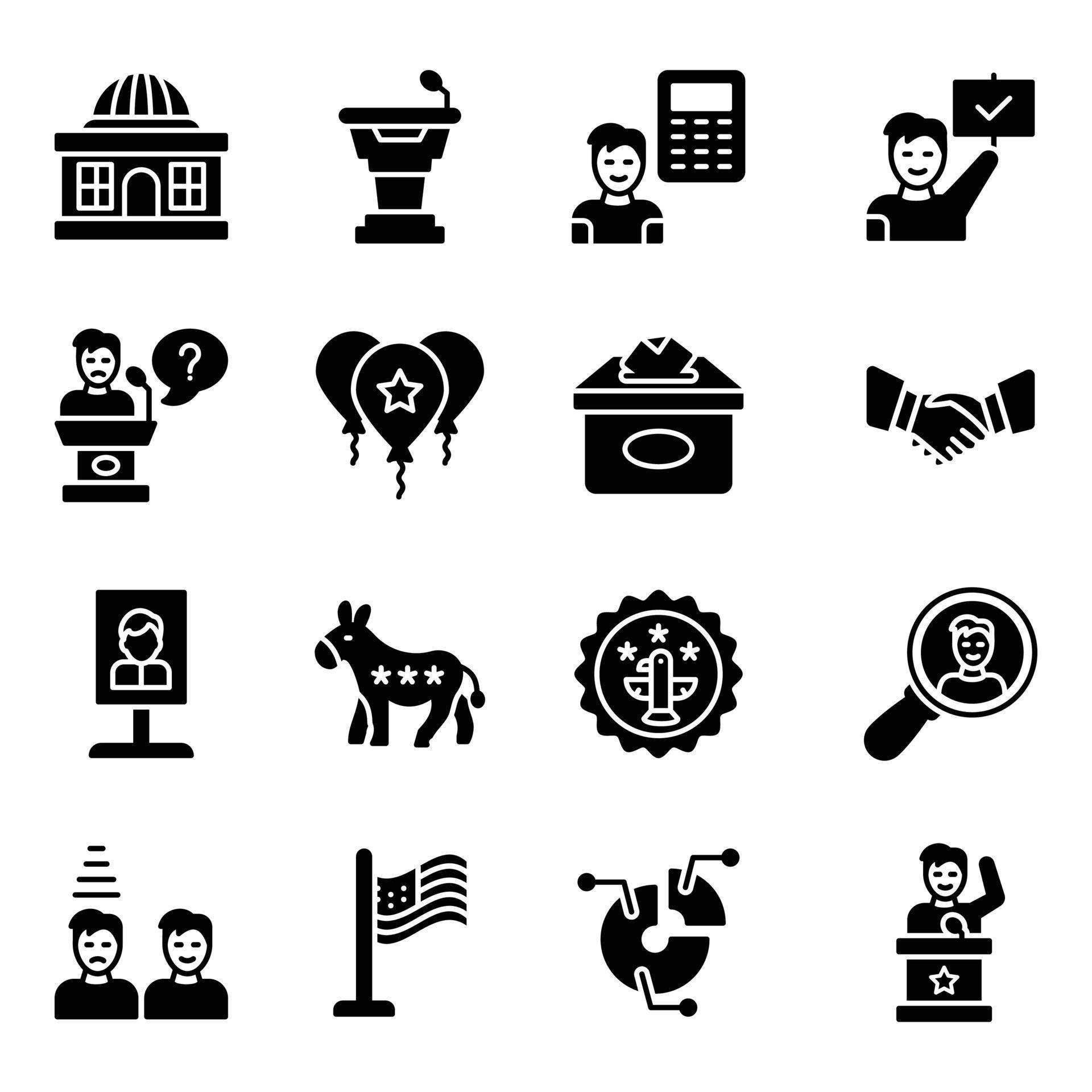 Set Of American Politics Icons 16439032 Vector Art at Vecteezy