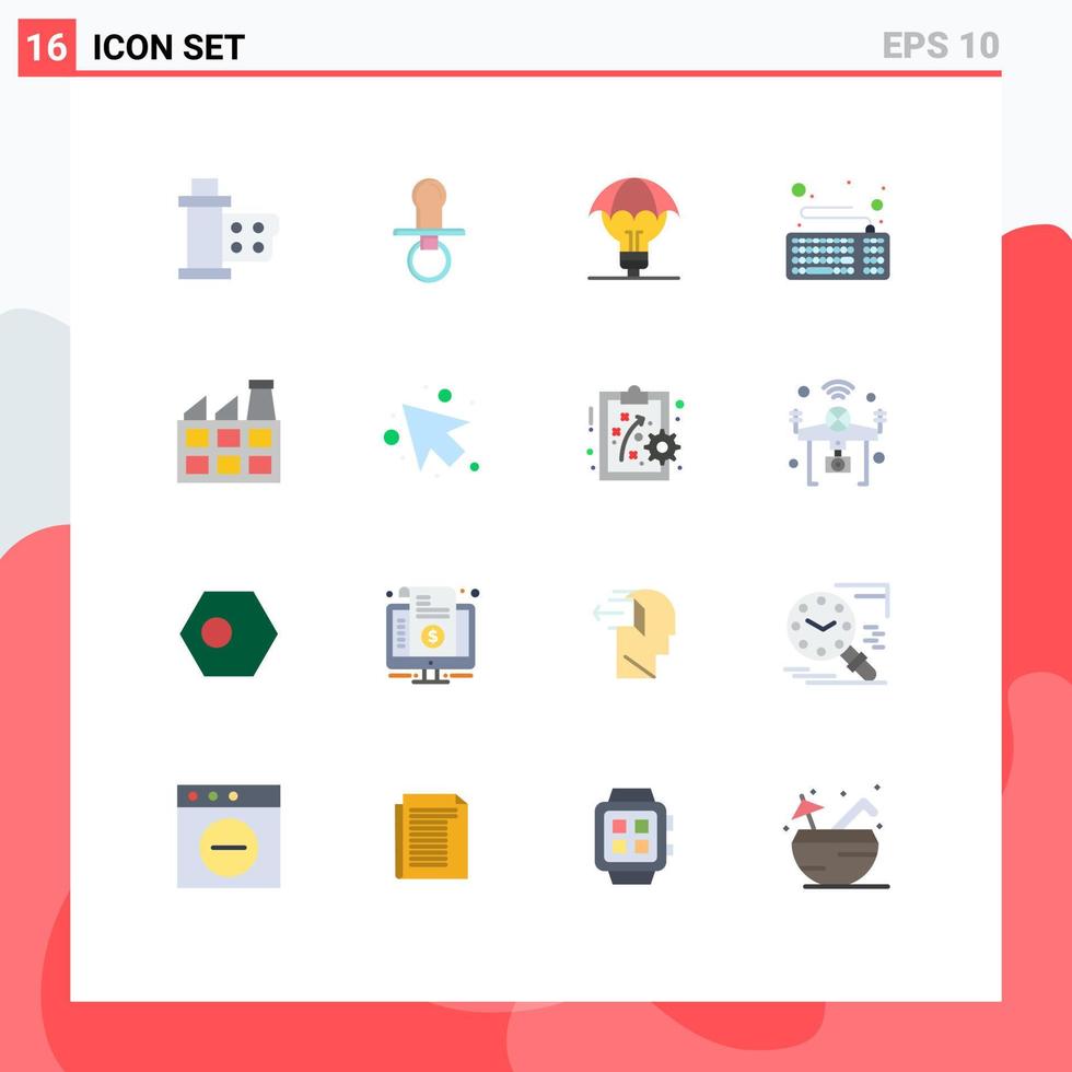 Mobile Interface Flat Color Set Of 16 Pictograms Of Hardware Computer Pacifier Patent Defence