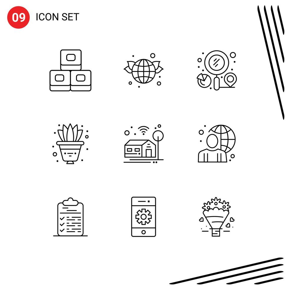 9 Universal Outlines Set For Web And Mobile Applications Smart Decorate Graph Pot Flower