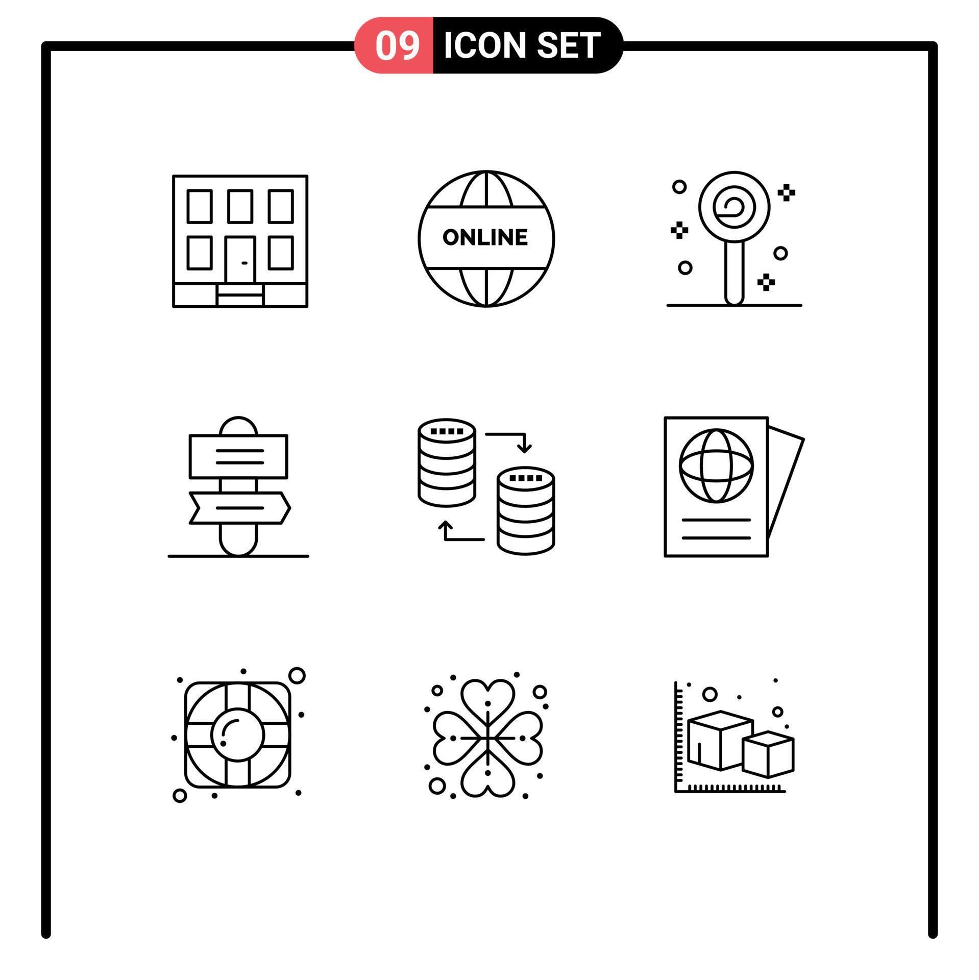 9 User Interface Outline Pack Of Modern Signs And Symbols Of Sql Database Confect Sign System