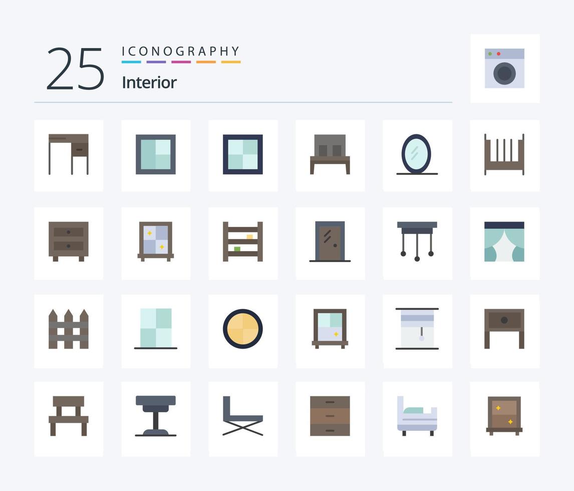 Interior 25 Flat Color icon pack including sleep. furniture. wooden ...