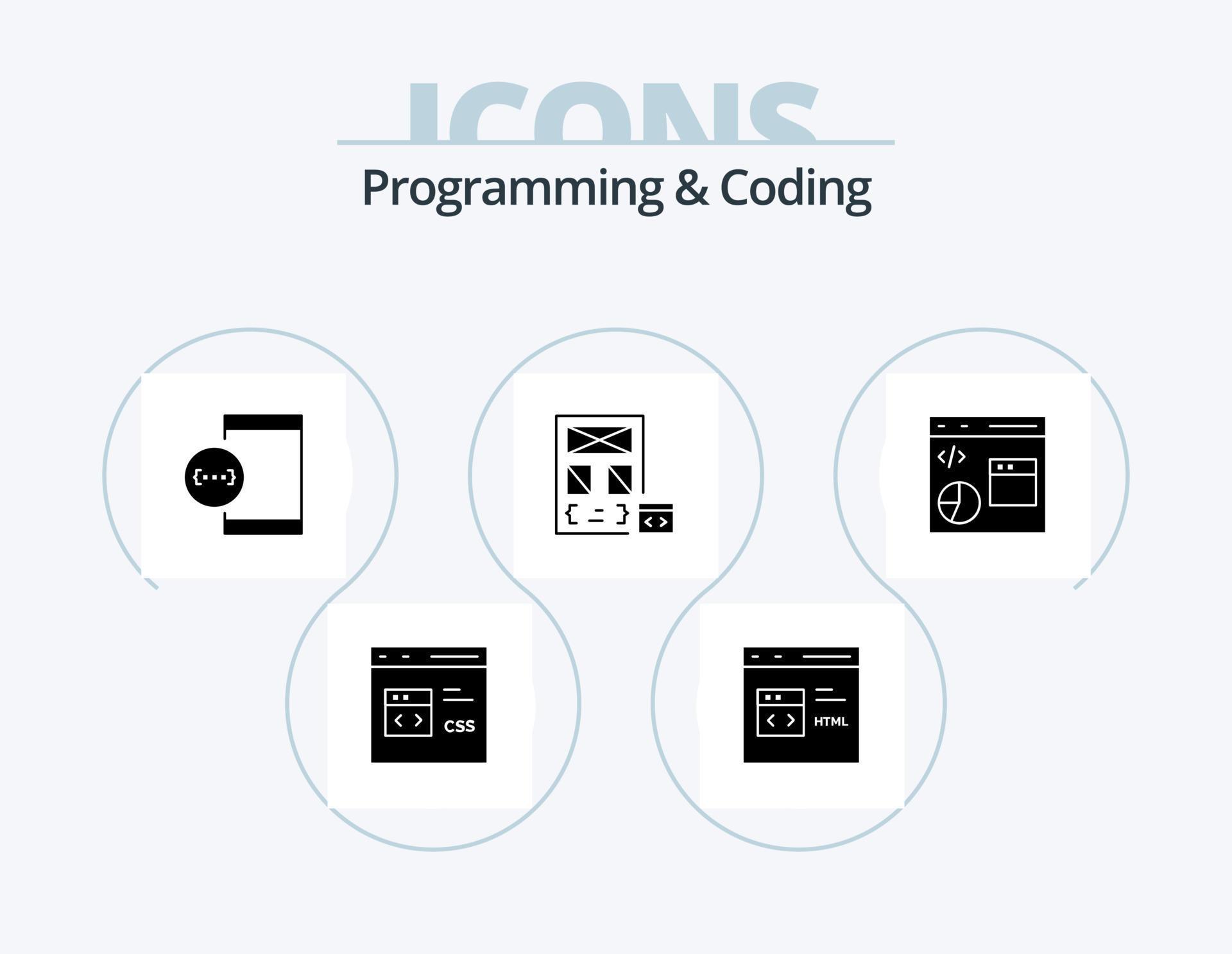 Programming And Coding Glyph Icon Pack 5 Icon Design Develop App Development Device Develop
