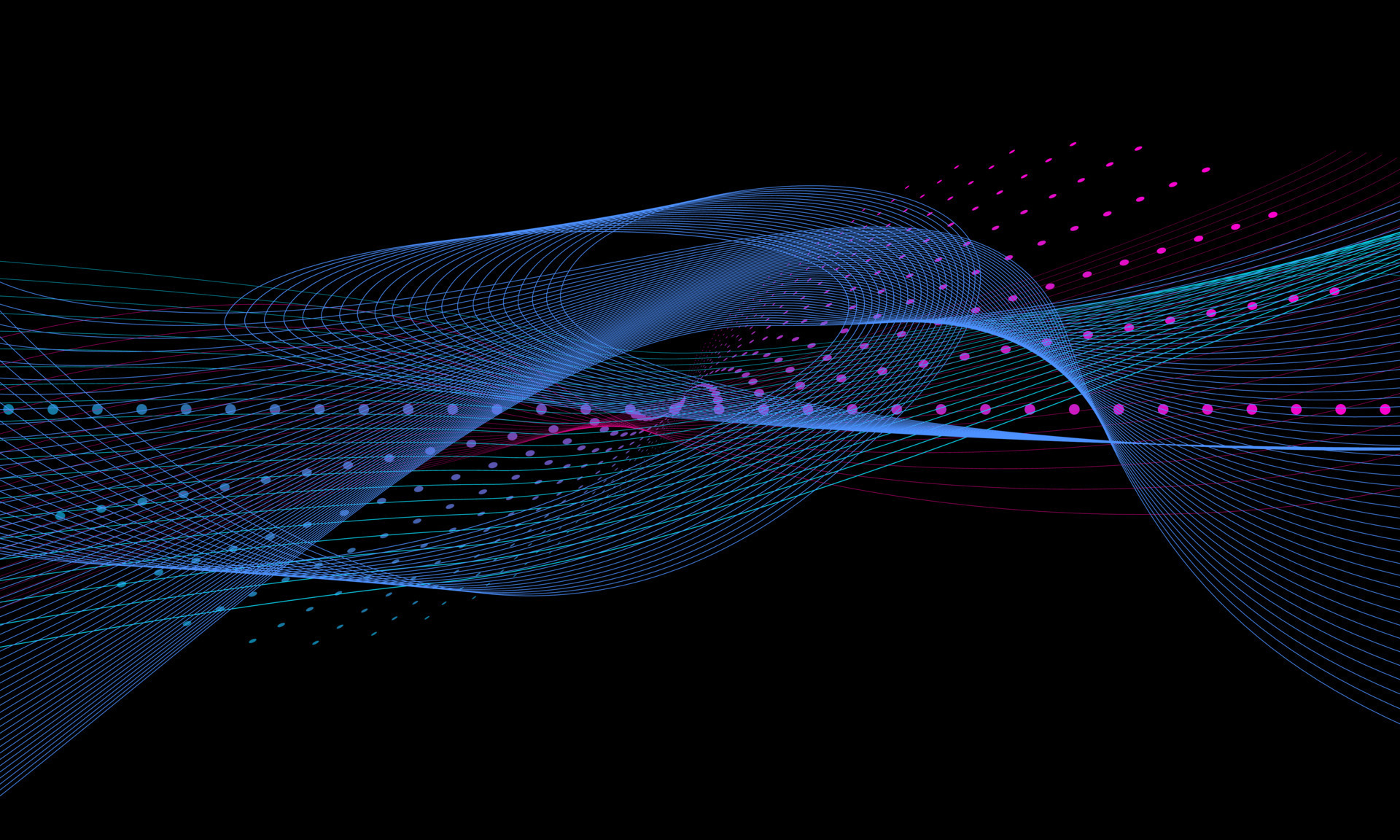 Abstract Wave Lines Dynamic Flowing Colorful Light Isolated On Black Background Vector