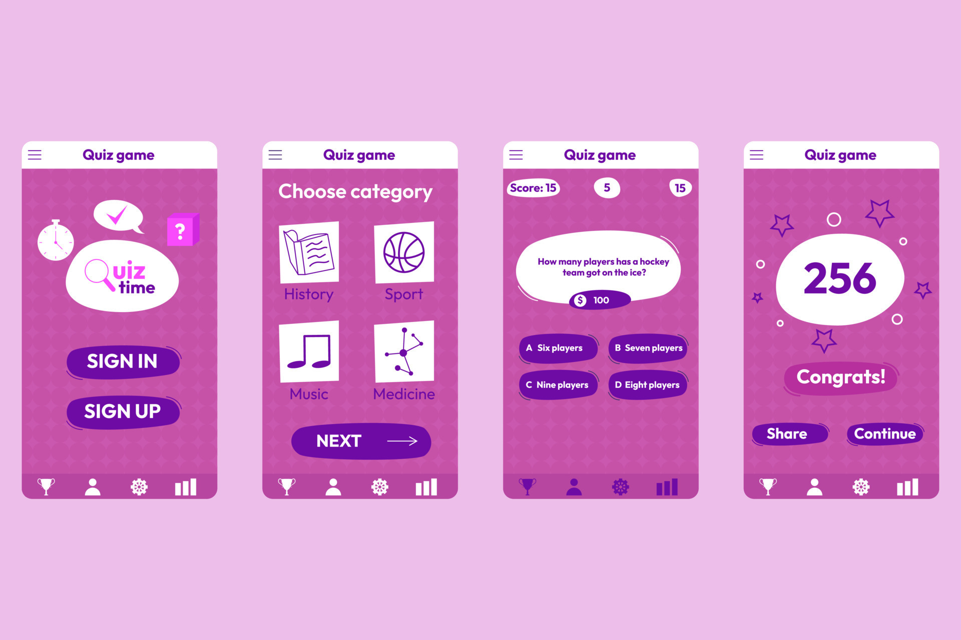 Quiz Test Lottery Millionaire Menu Template Quiz Game Frame Flat
