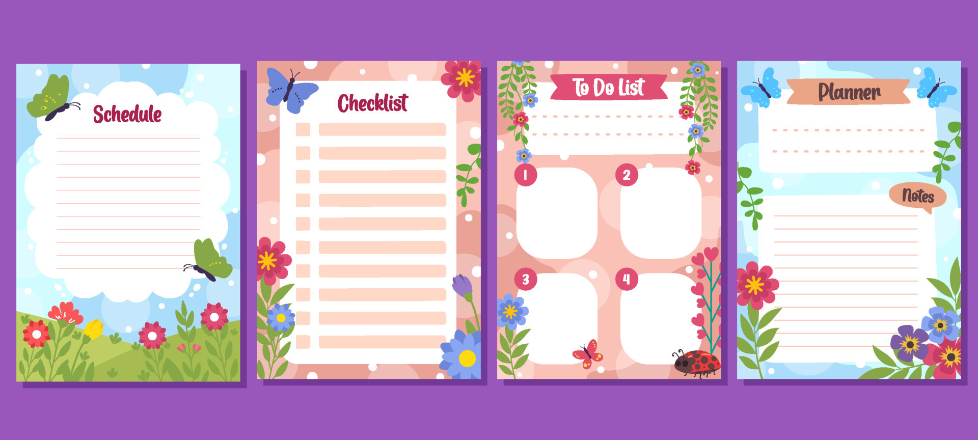 Spring Vibrant Flowers Journal Pages 16454933 Vector Art at Vecteezy