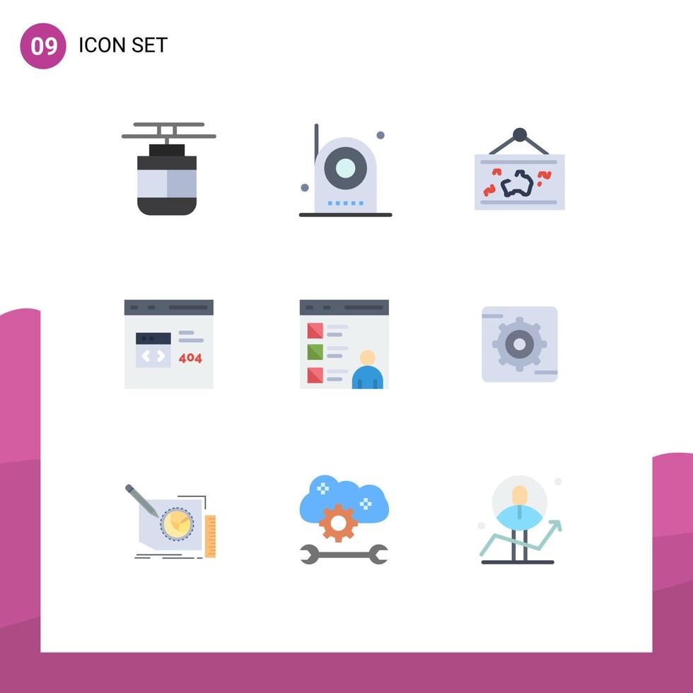 User Interface Pack Of 9 Basic Flat Colors Of Coding App Electronic Picture Hang Editable Vector