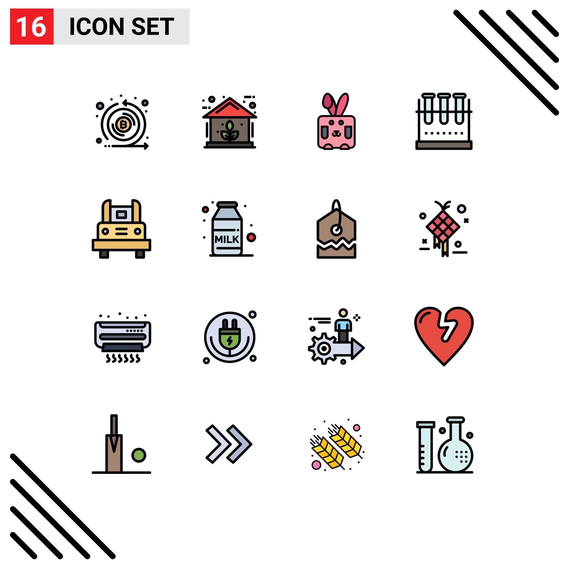 Set of 16 Modern UI Icons Symbols Signs for bus lab glassware bynny lab ...