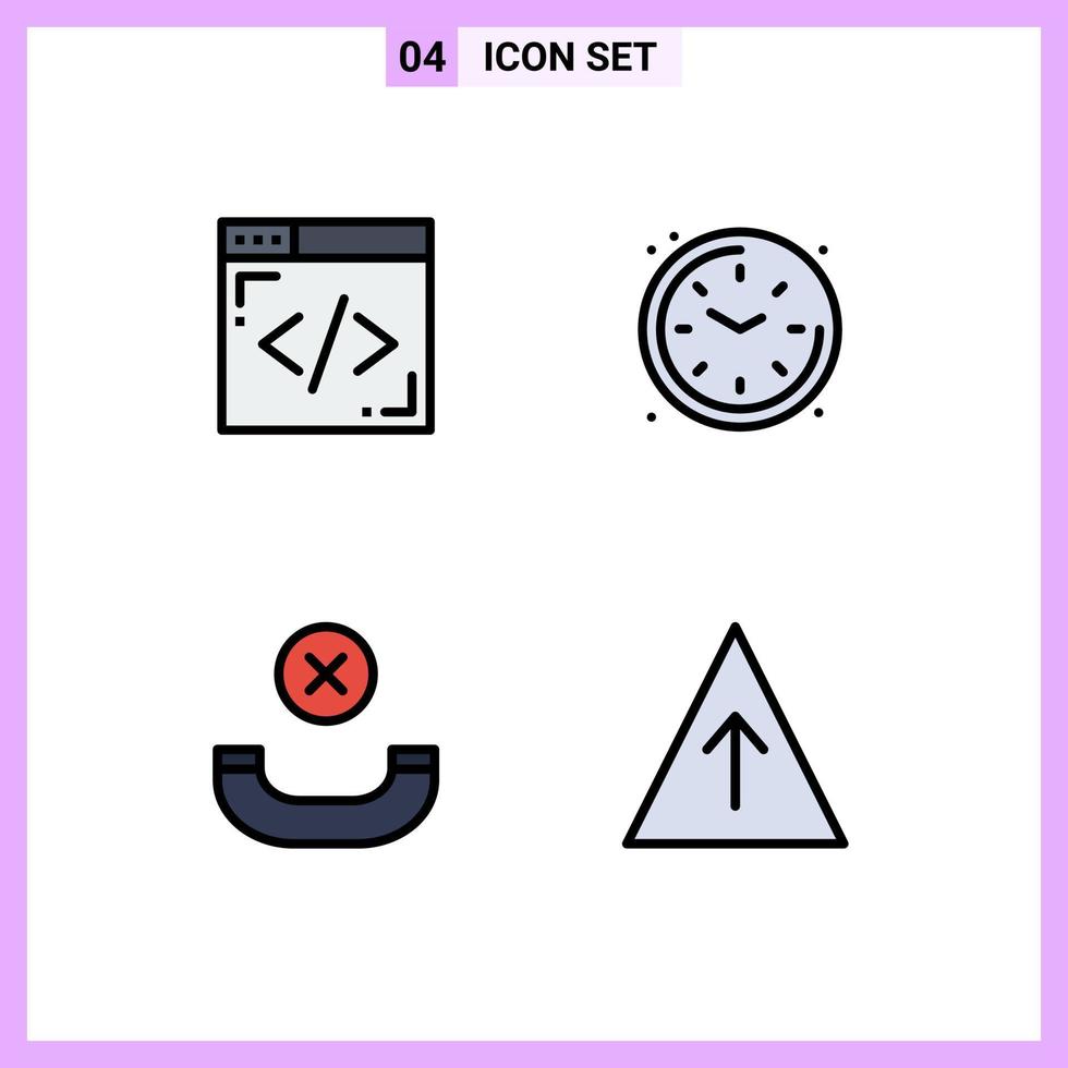 Set Of 4 Modern Ui Icons Symbols Signs For Coding Hang Up Home Watch Growth Editable Vector