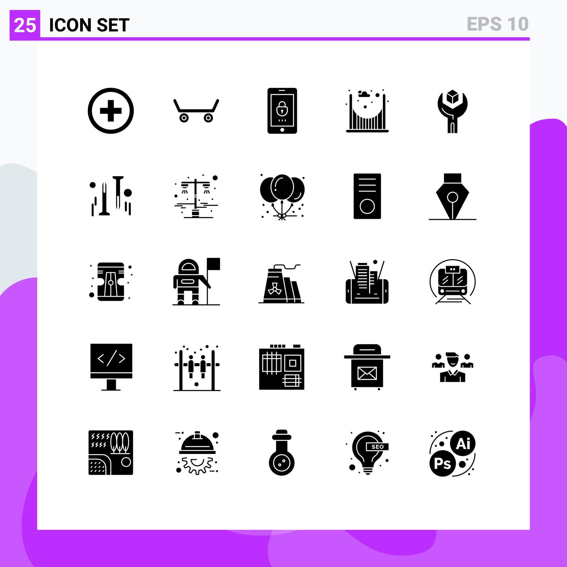 Set of 25 Modern UI Icons Symbols Signs for nail sdk security product ...